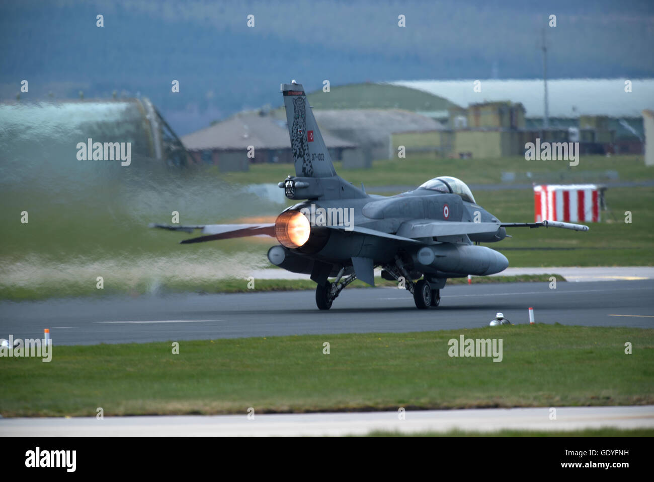 Turkish Air Force F16 Jet Aircraft Serial Reg 07-1002 on full reheat ...