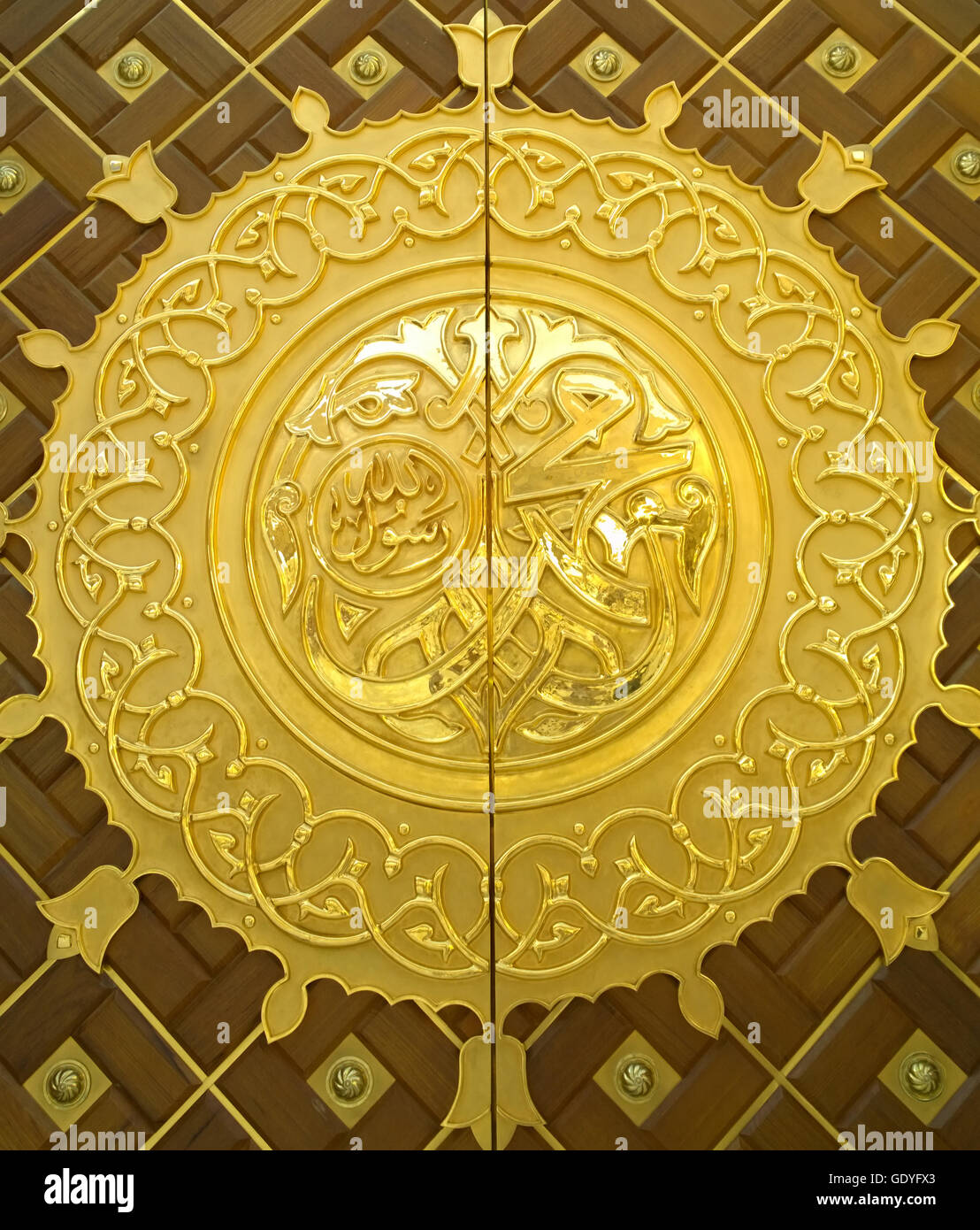 An internal image of the Prophet's Mosque in Medina in Saudi Arabia ...