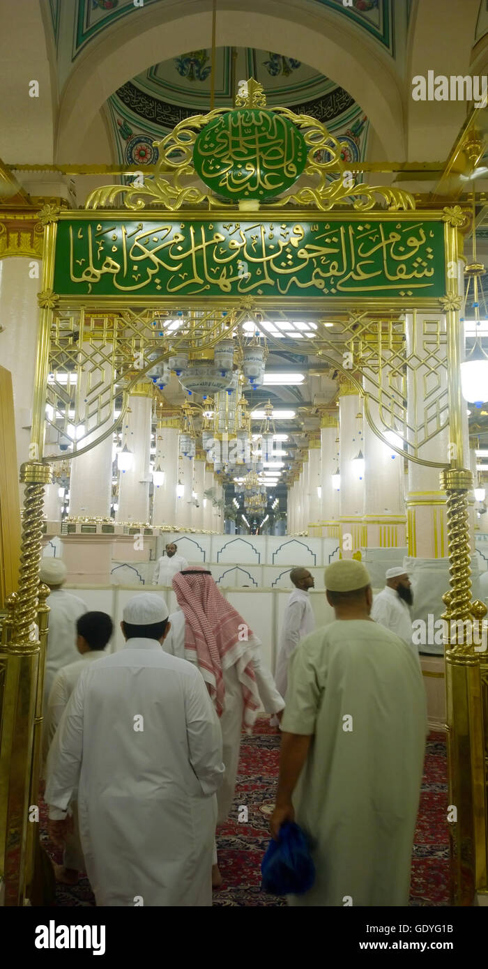 An Internal Image Of The Prophet's Mosque In Medina In Saudi Arabia ...
