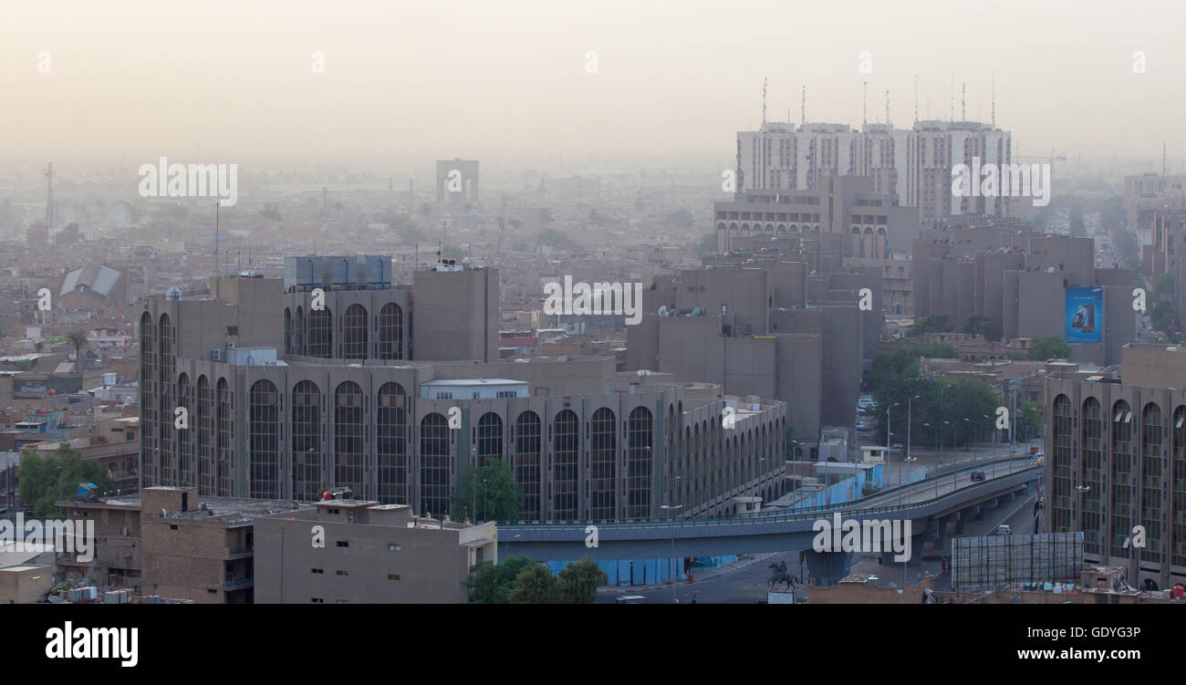 Aerial photo of the city of Baghdad, and shows where residential ...