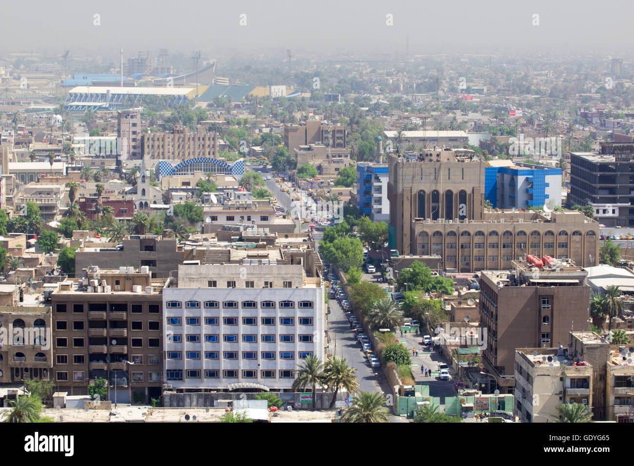 Aerial photo of the city of Baghdad, and shows where residential ...