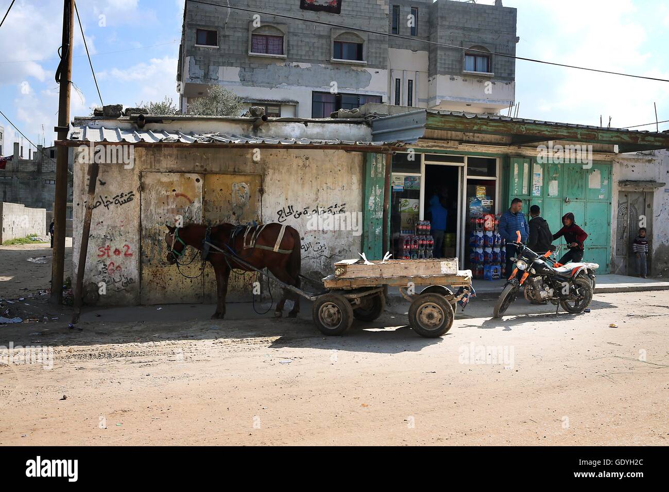 Street scene in Gaza City. The Gaza Strip is a coastal region on the ...