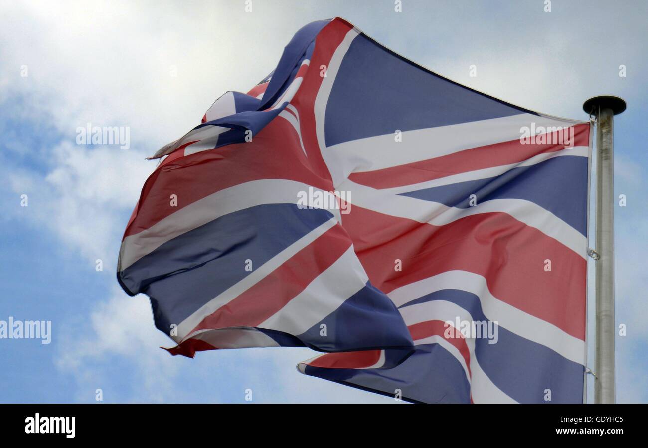 The British flag is waving in the wind in Bernkastel-Kues, March 22 ...