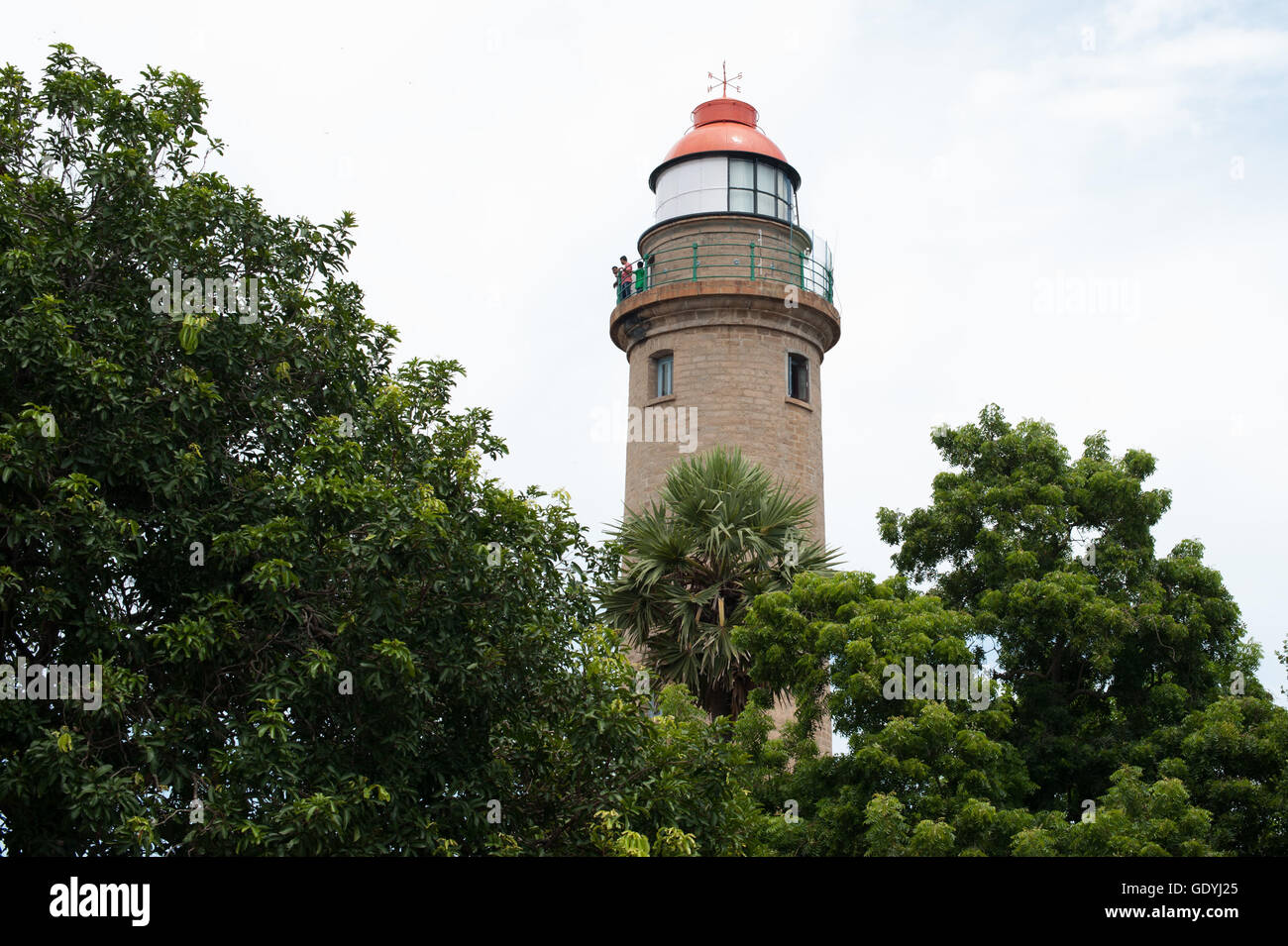 Tourists are standing atop a lighthouse in Mahabalipuram, India, on 10 ...