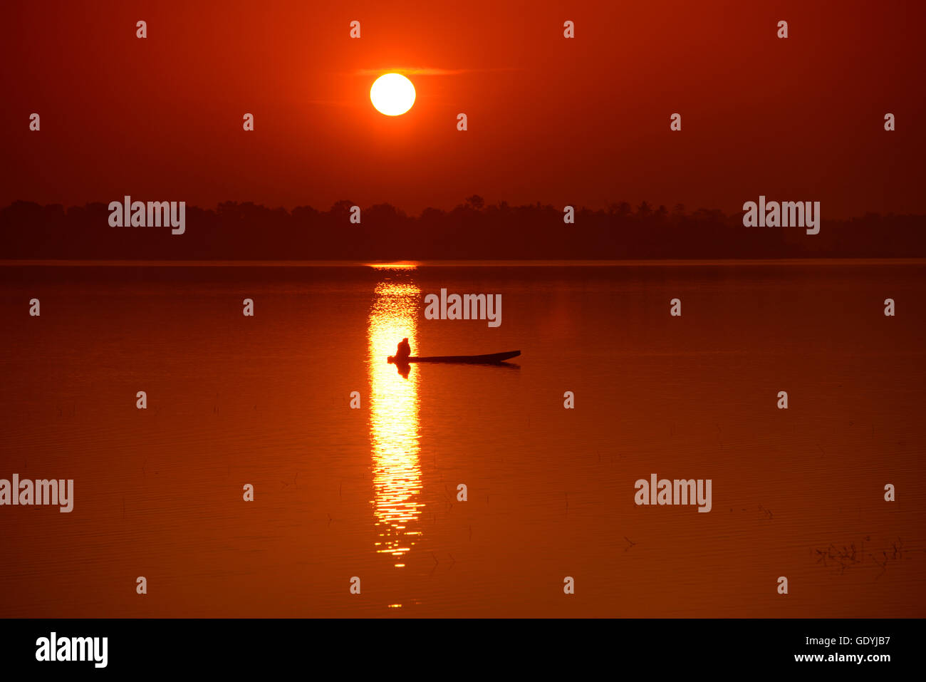 a fishermen on the Lake Amnat Charoen in the city of Amnat Charoen in ...