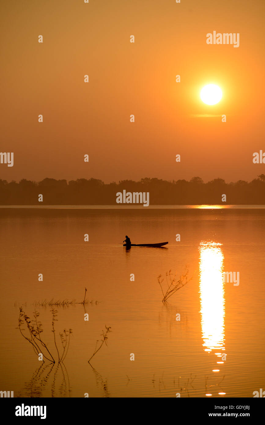a fishermen on the Lake Amnat Charoen in the city of Amnat Charoen in ...
