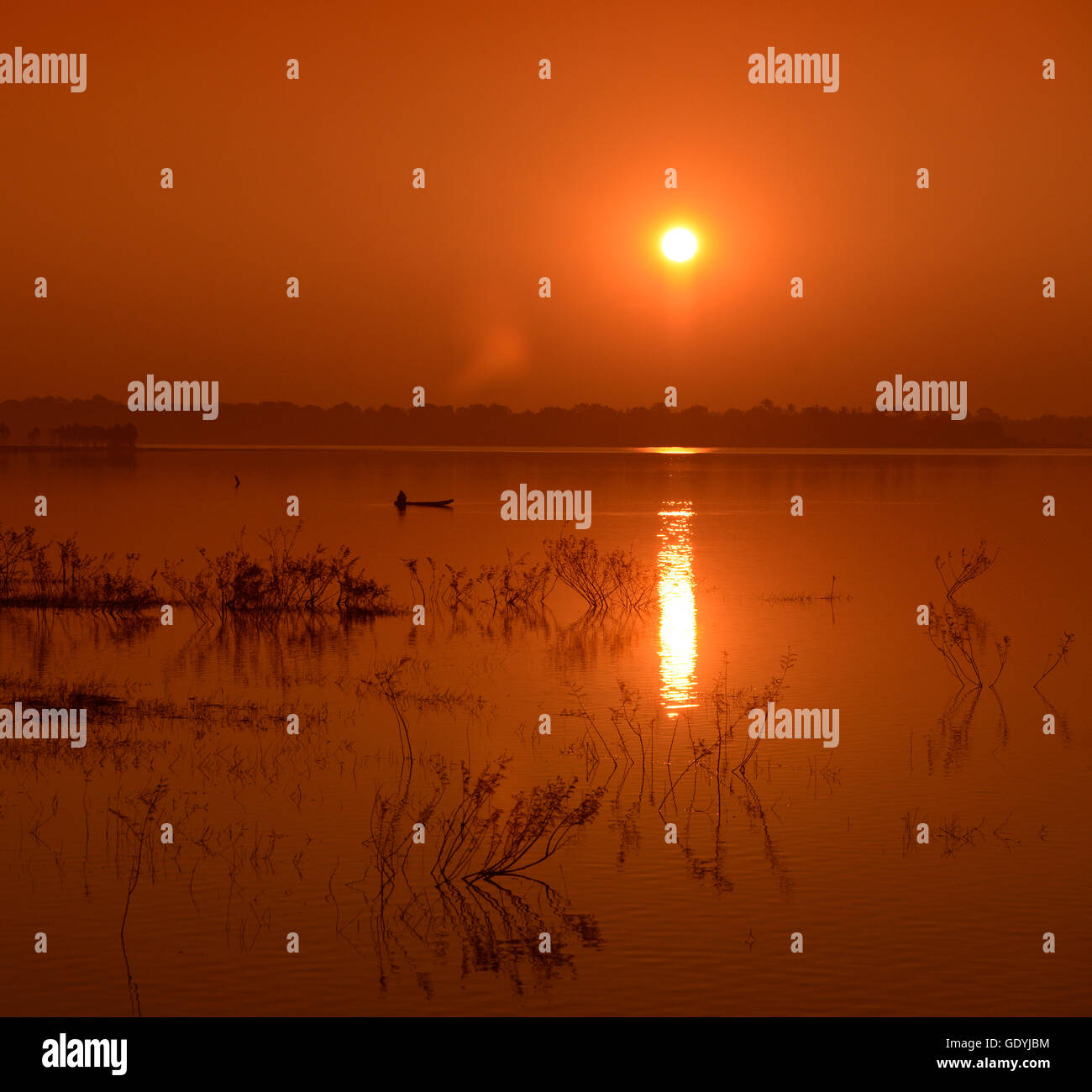 a fishermen on the Lake Amnat Charoen in the city of Amnat Charoen in ...