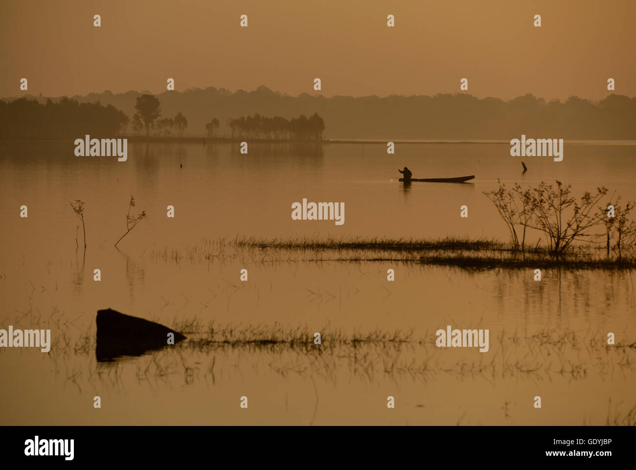 a fishermen on the Lake Amnat Charoen in the city of Amnat Charoen in ...