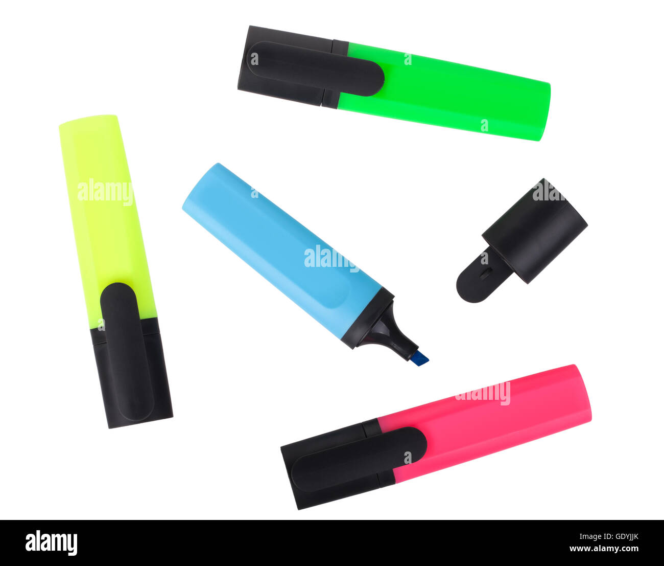 Multicolored highlighters. Isolated on white background Stock Photo - Alamy