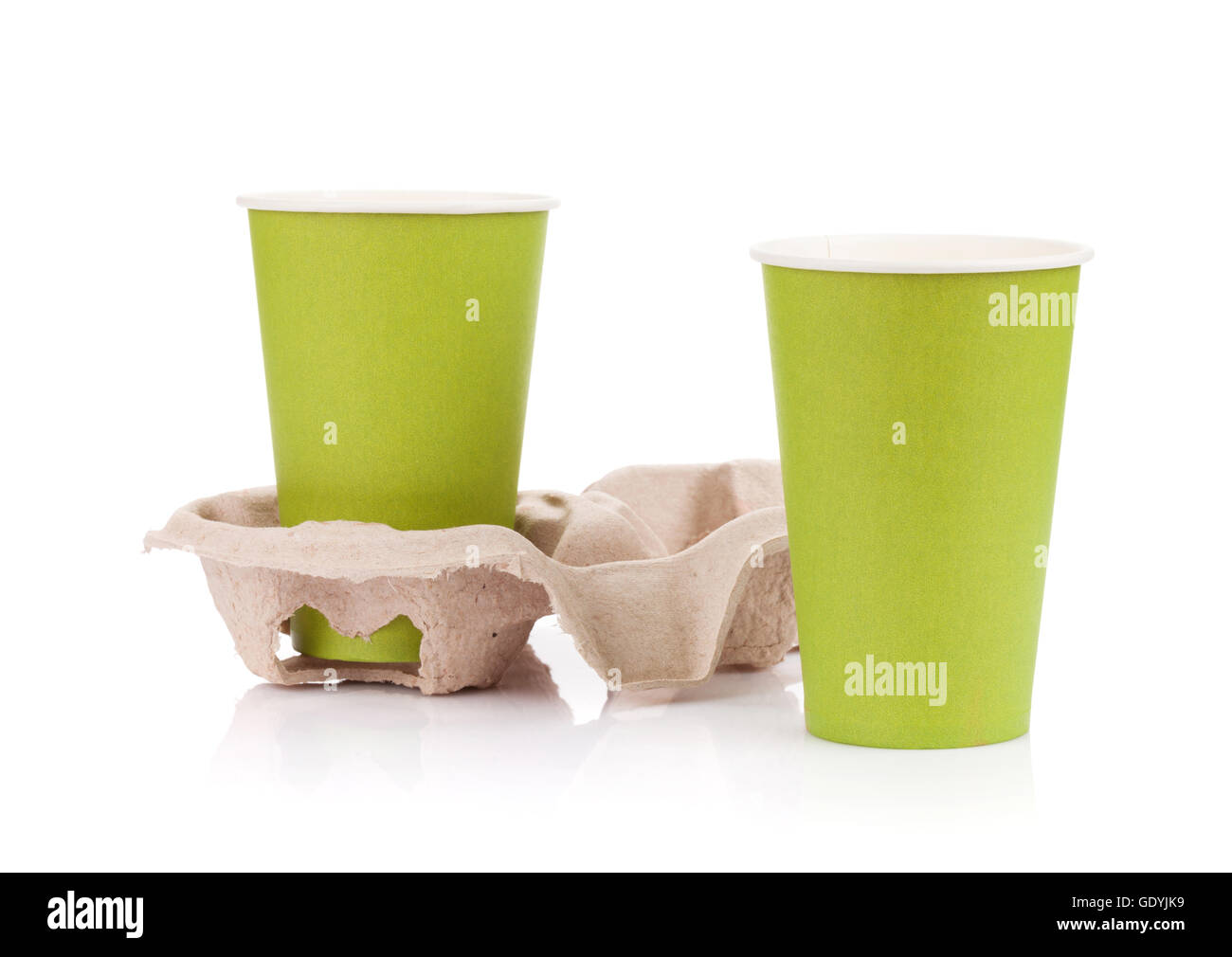 Two paper cups with takeaway drinks. Isolated on white background Stock ...