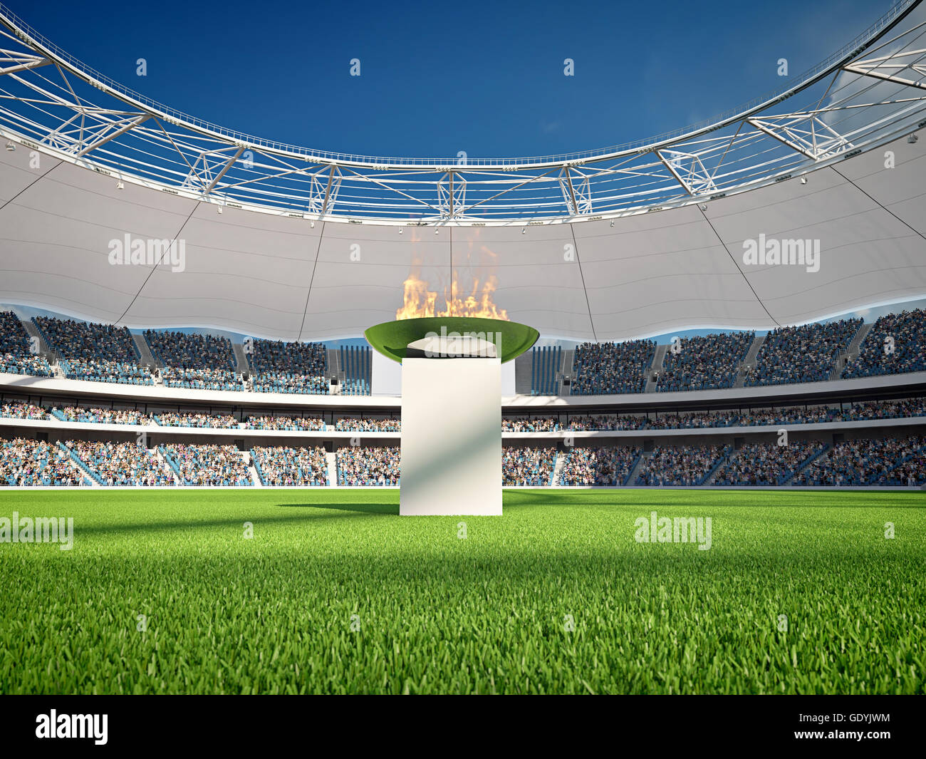 stadium with fire for the big games. 3d rendering Stock Photo - Alamy