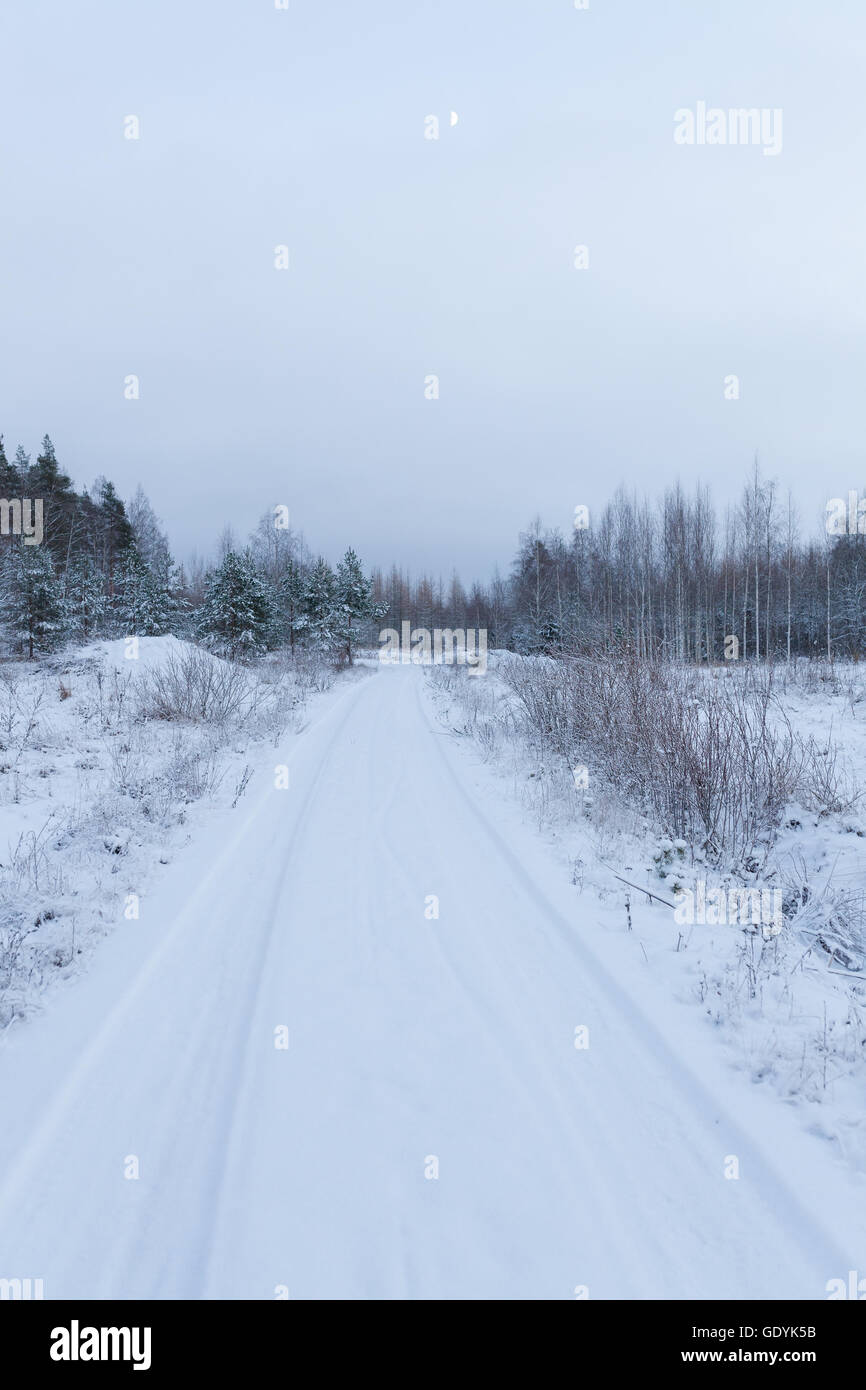Snow dirt road at countryside Finland winter Stock Photo - Alamy