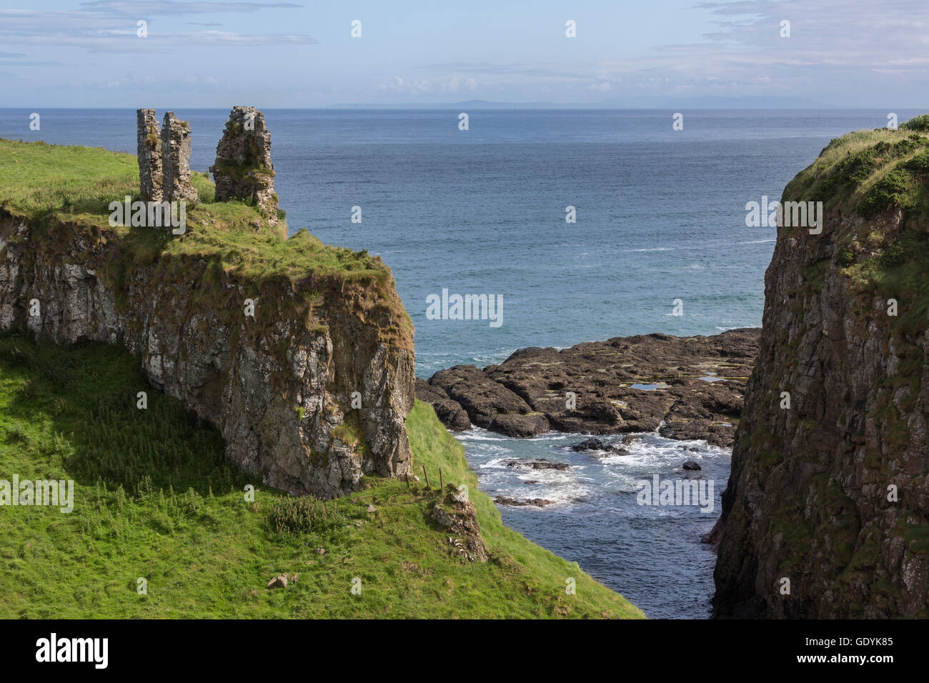 Dunseverick Castle in County Antrim, Northern Ireland. Located near the ...