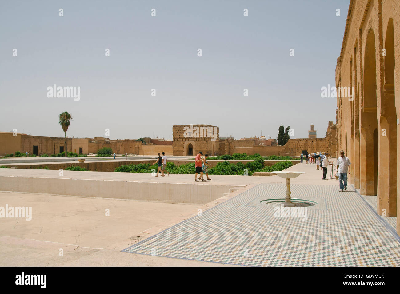 El Badi Palace gardens at Marrakesh, a touristic landmark Stock Photo ...