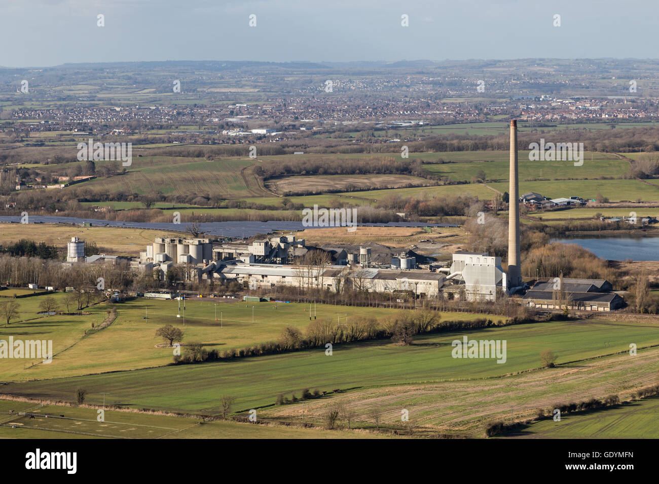 The derelict Westbury Cement Works chimney, towering over the Wiltshire ...