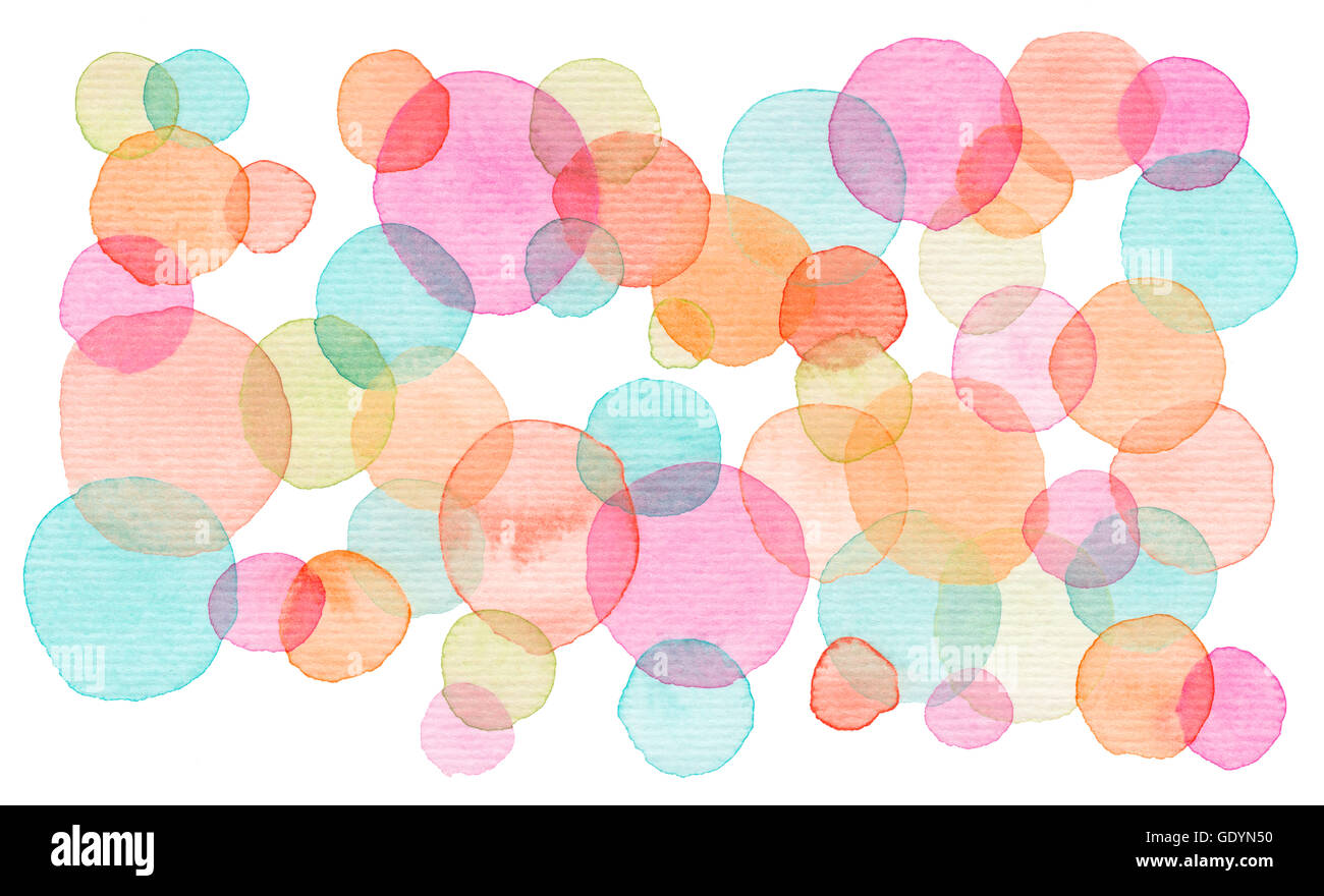 Hand painted watercolor background. Bright circles. Abstract spring ...