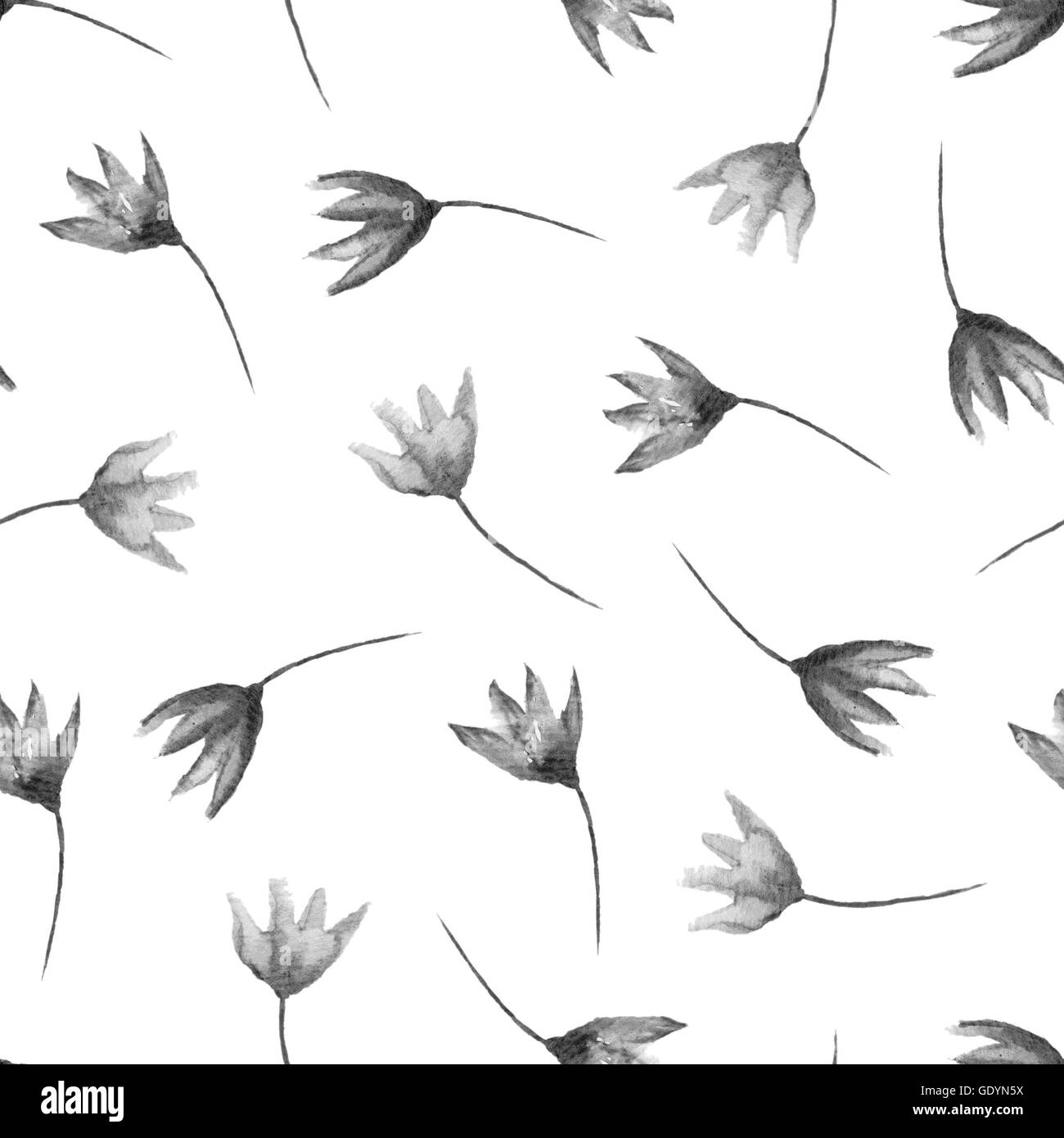 Seamless floral pattern. Hand painted scattered watercolor flowers ...