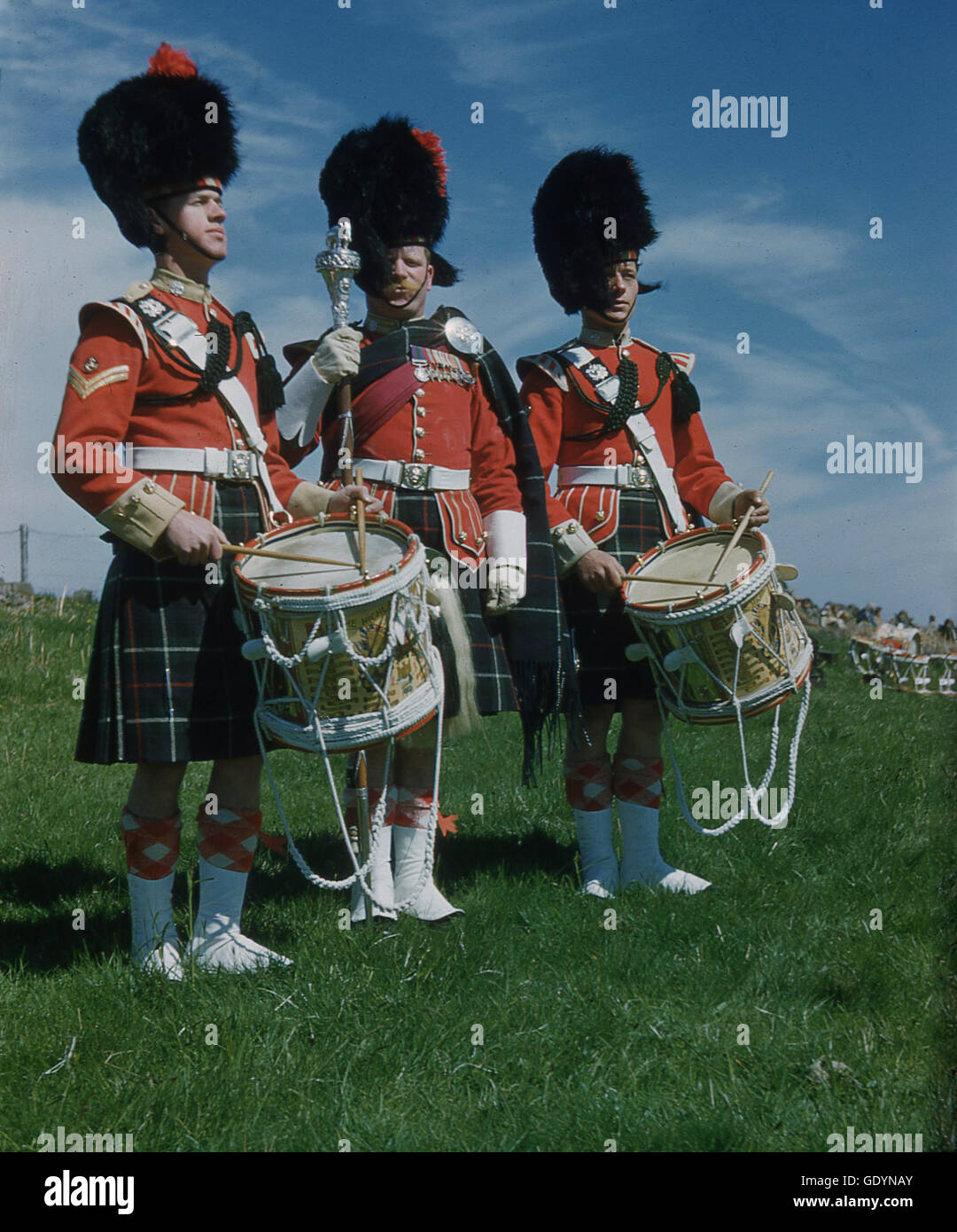 1970s, Drummers and Bugle Major from the Isle of Skye Pipe band in ...