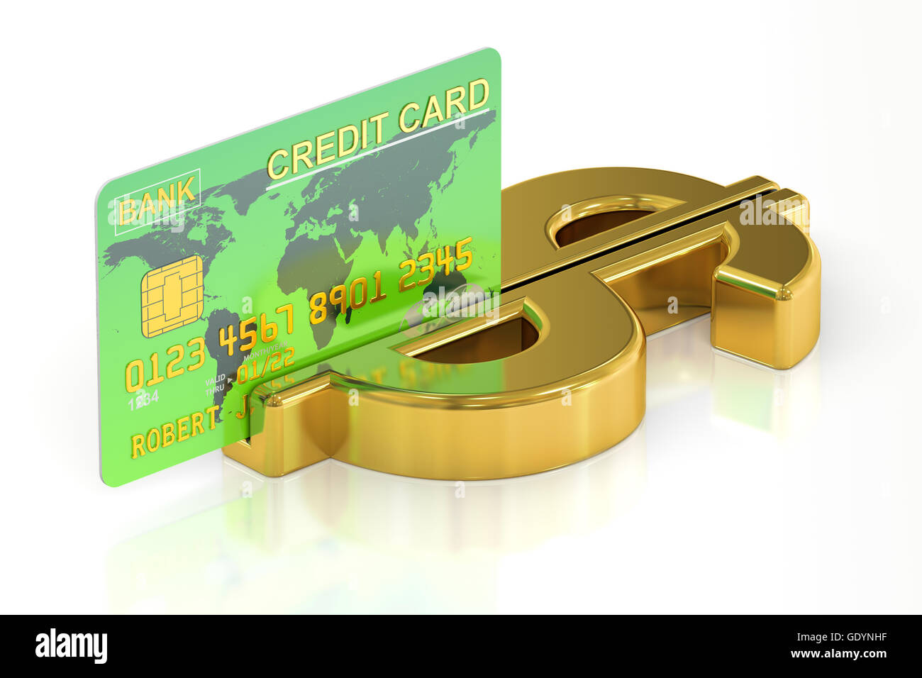 payment concept, credit card with symbol of dollar. 3D rendering ...