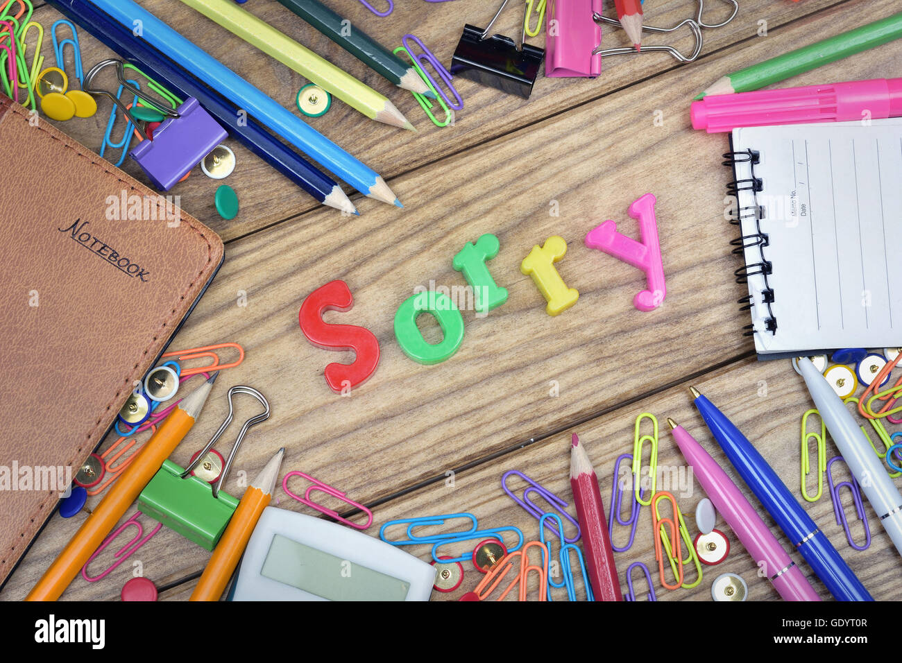 Sorry word on notebook hi-res stock photography and images - Alamy