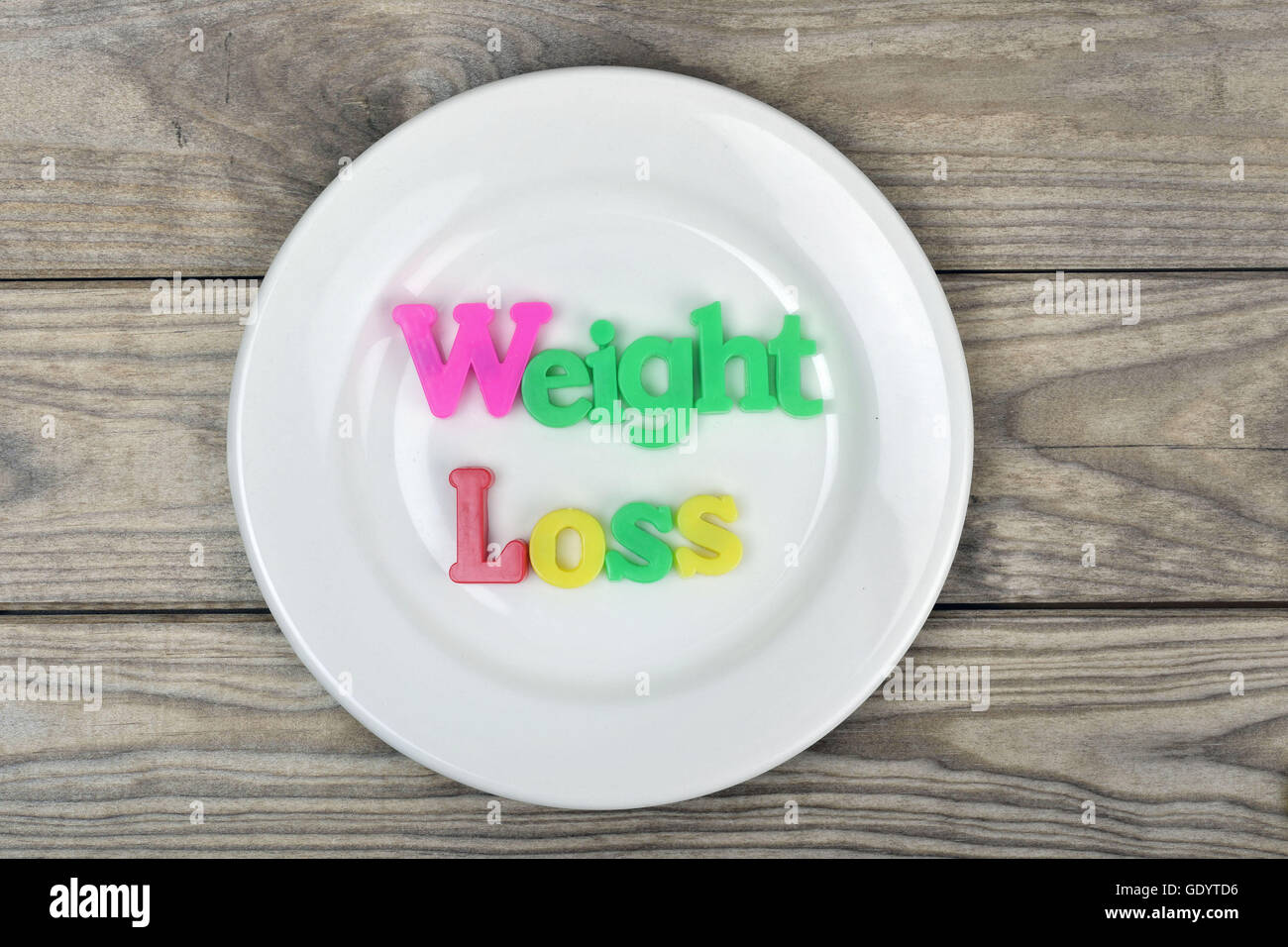 Weight loss word on white plate Stock Photo - Alamy