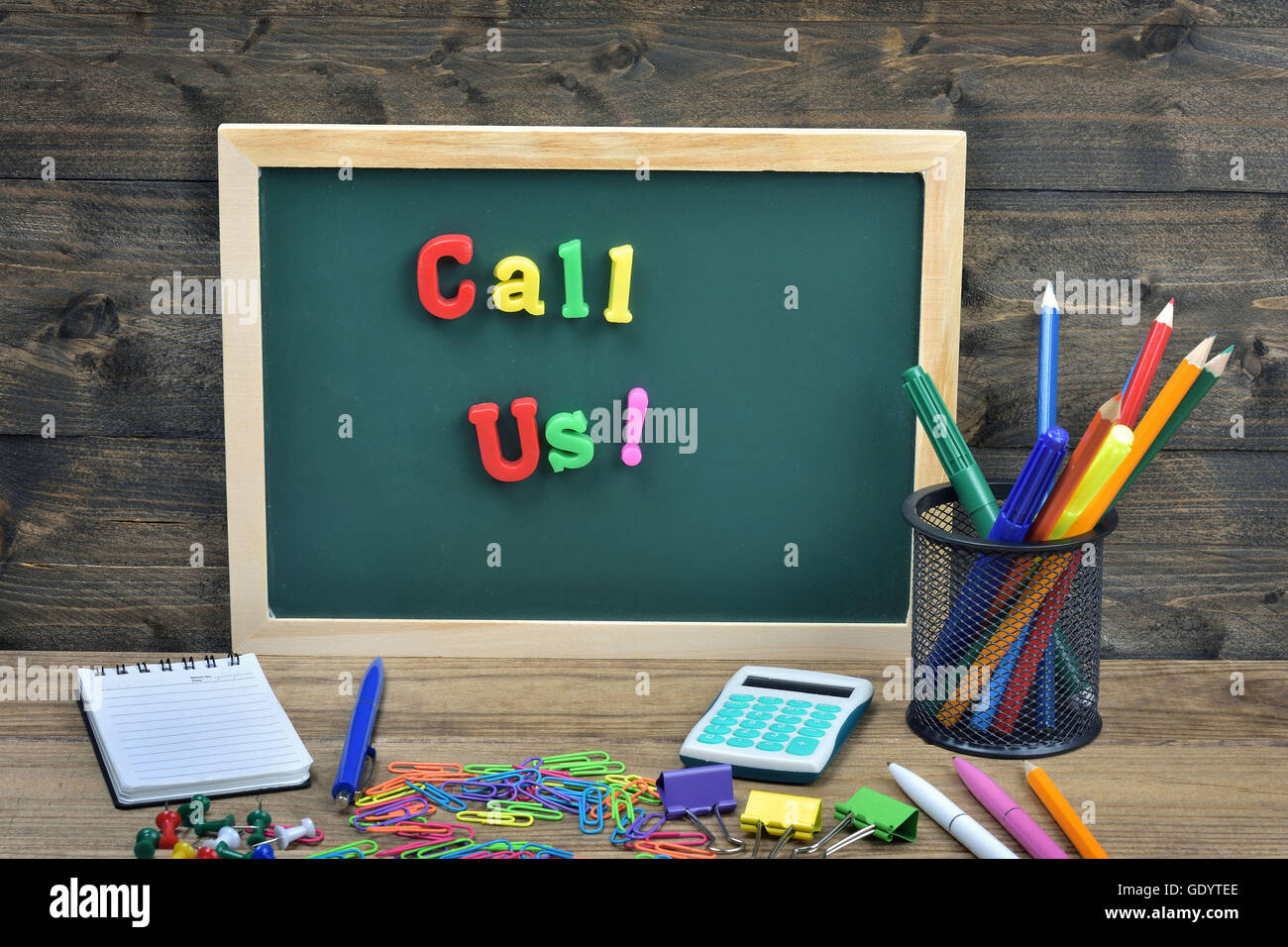 Call Us word on school board Stock Photo - Alamy