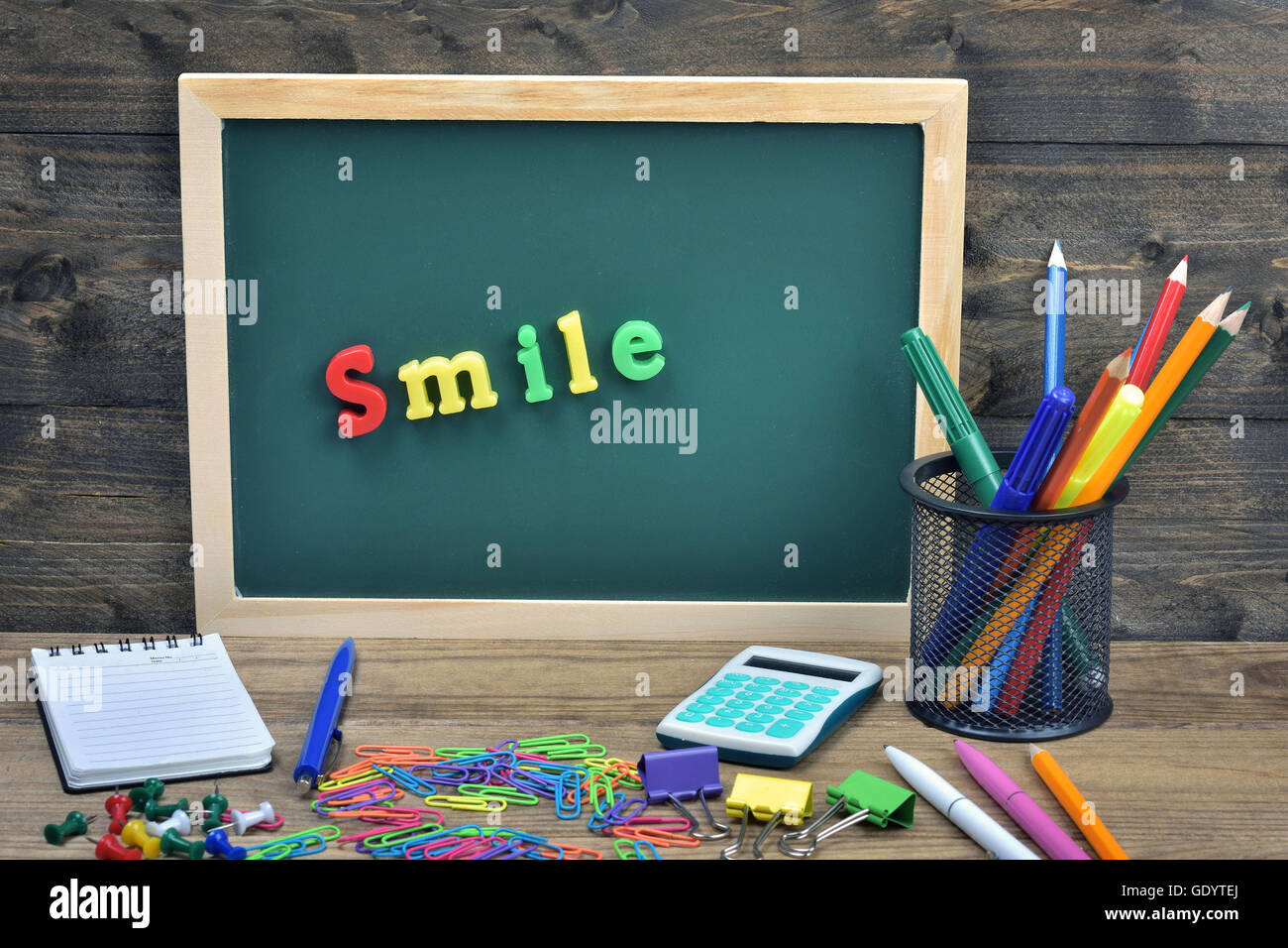 Smile word on school board Stock Photo - Alamy