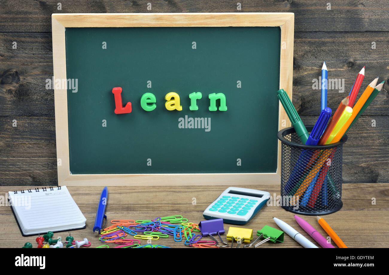 Learn word on school board Stock Photo - Alamy