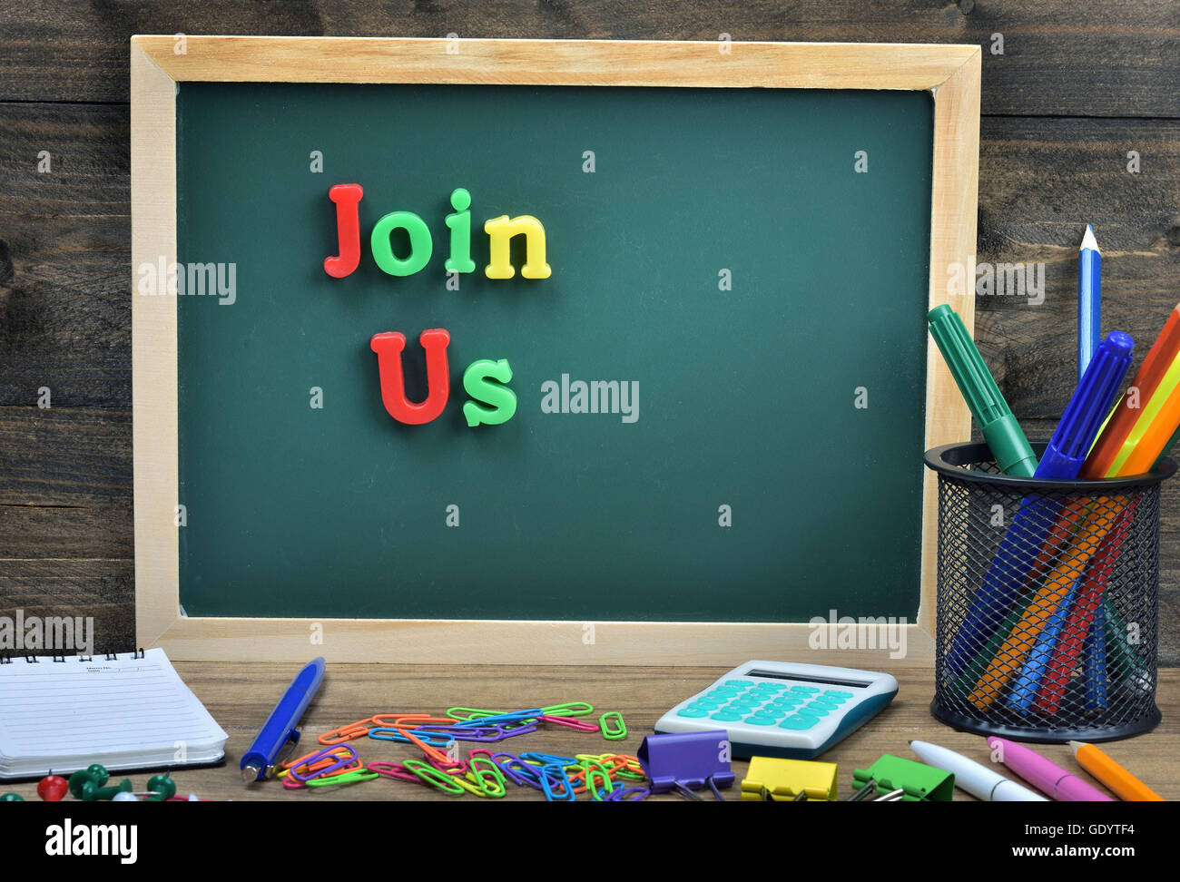 Join Us word on school board Stock Photo - Alamy