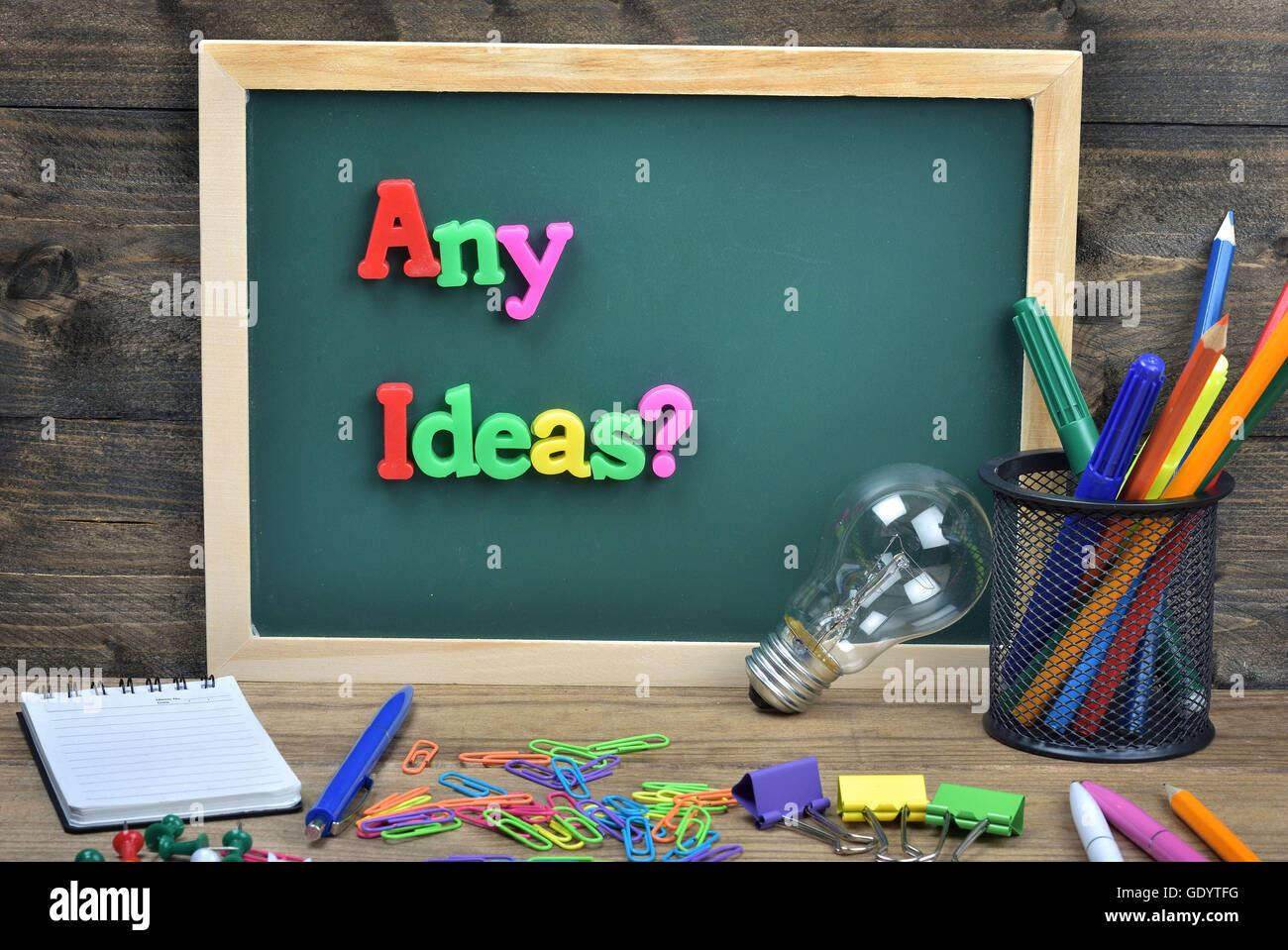 Any idead ? text on school board Stock Photo - Alamy