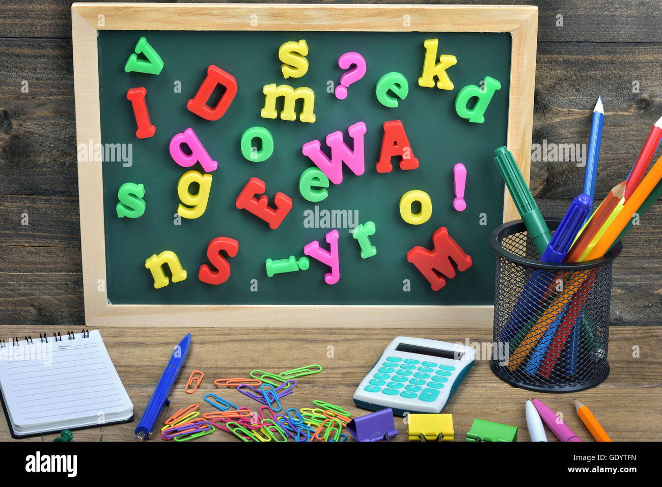 Many letters on school board Stock Photo - Alamy