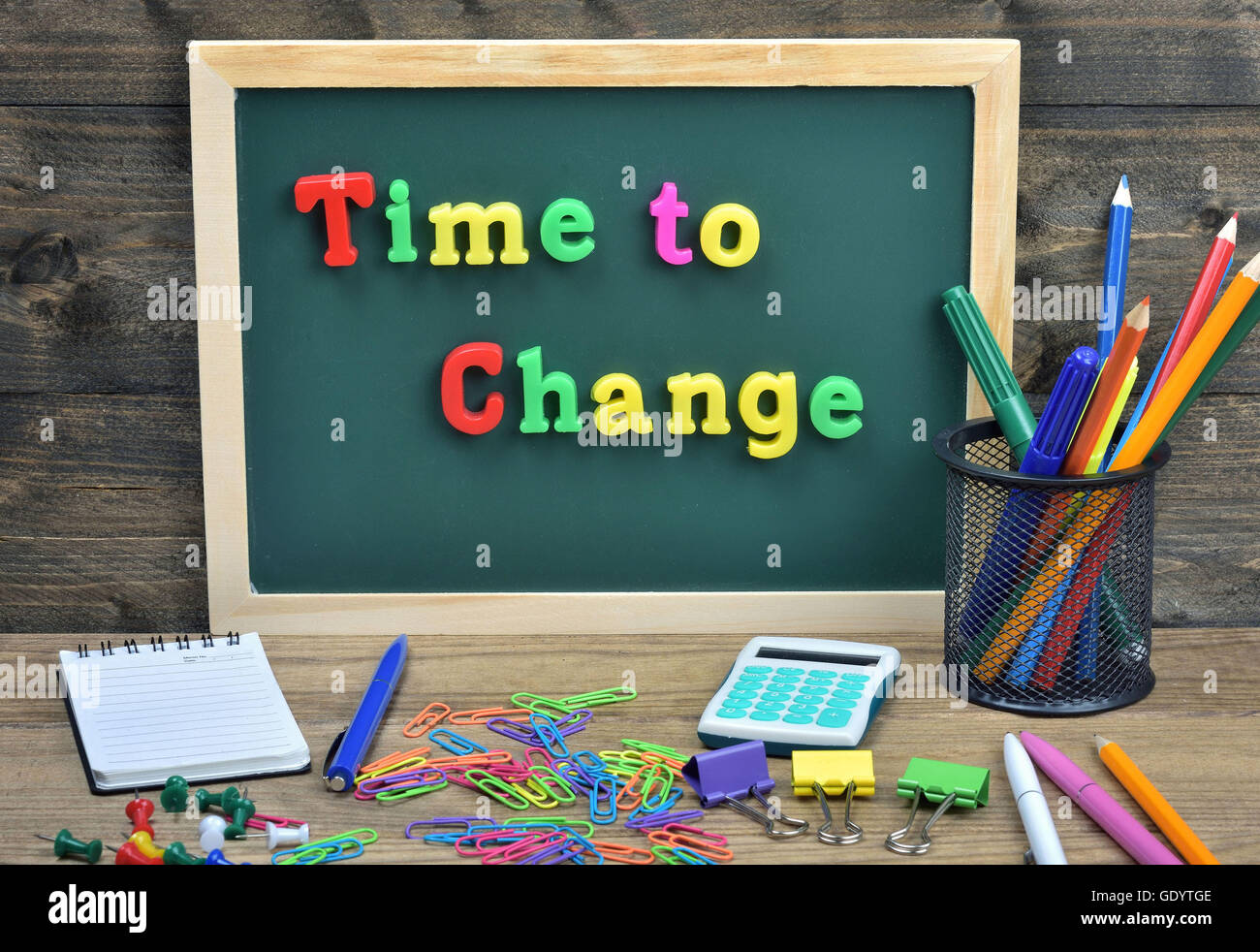 Time to change word on school board Stock Photo - Alamy