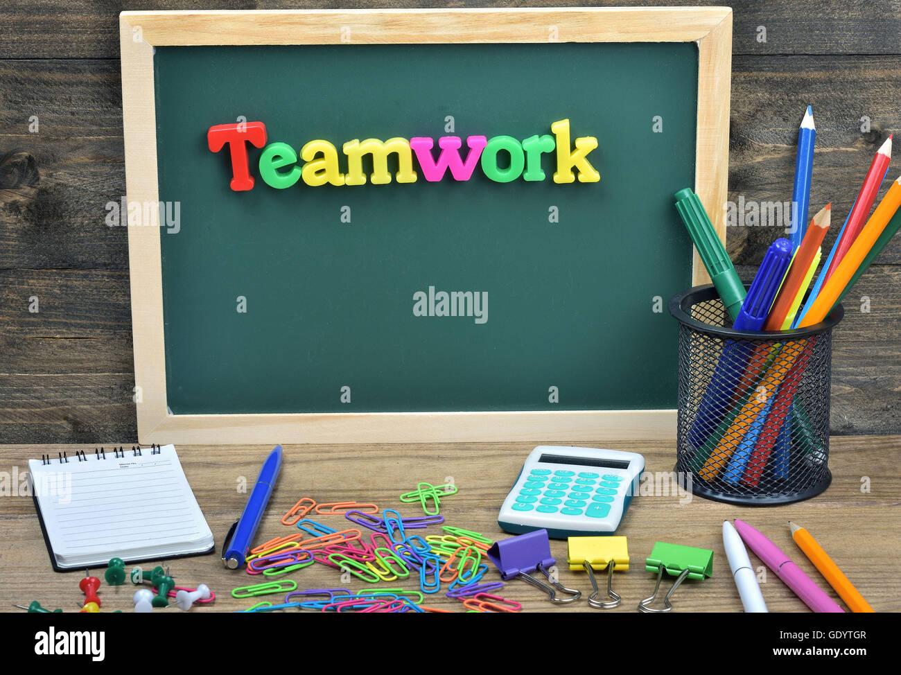 Teamwork word on school board Stock Photo - Alamy