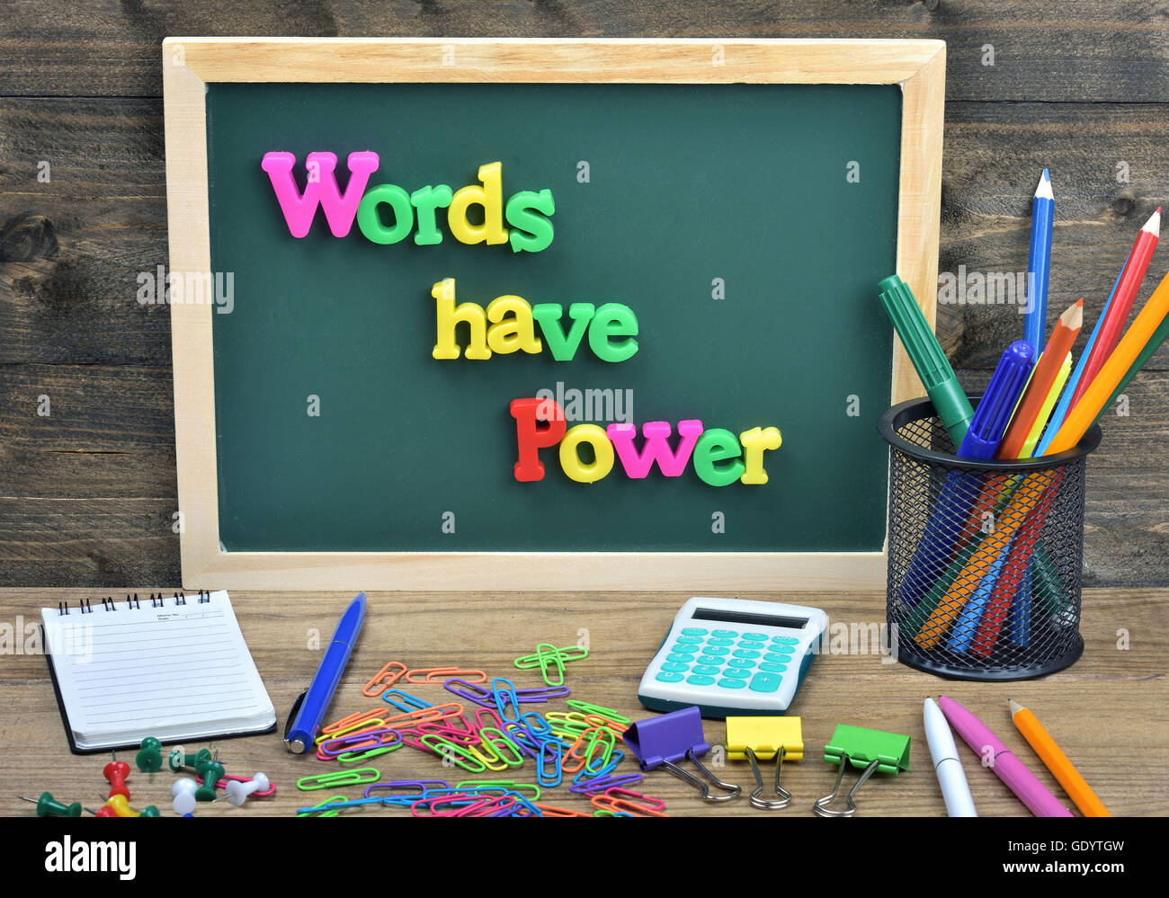 Words have power word on school board Stock Photo - Alamy