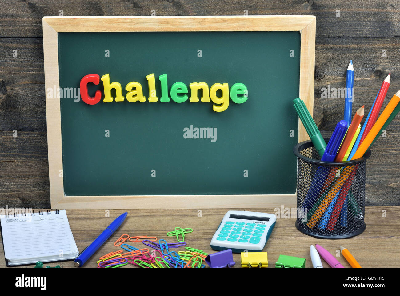 Challenge word on school board Stock Photo - Alamy