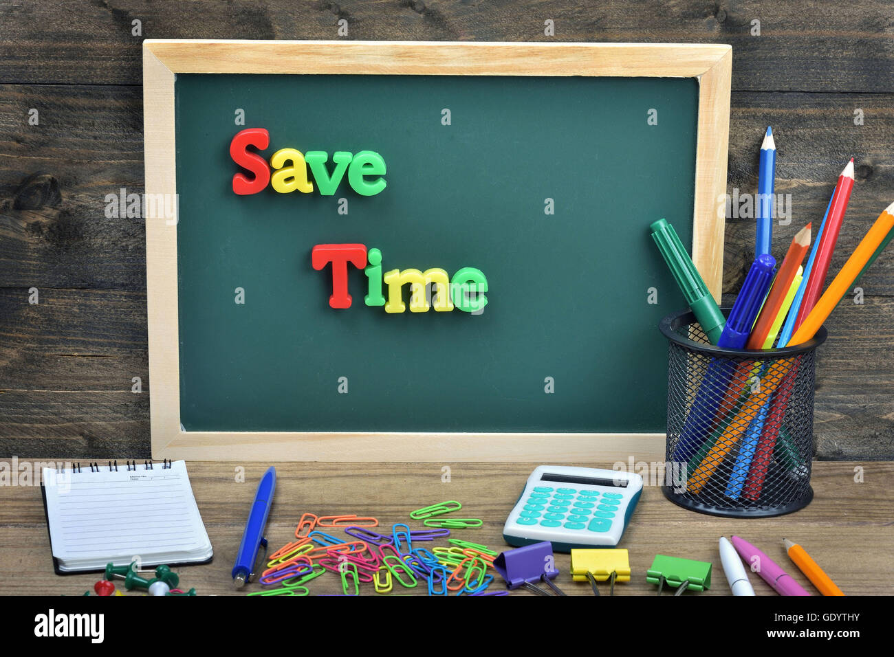 Save time word on school board Stock Photo - Alamy