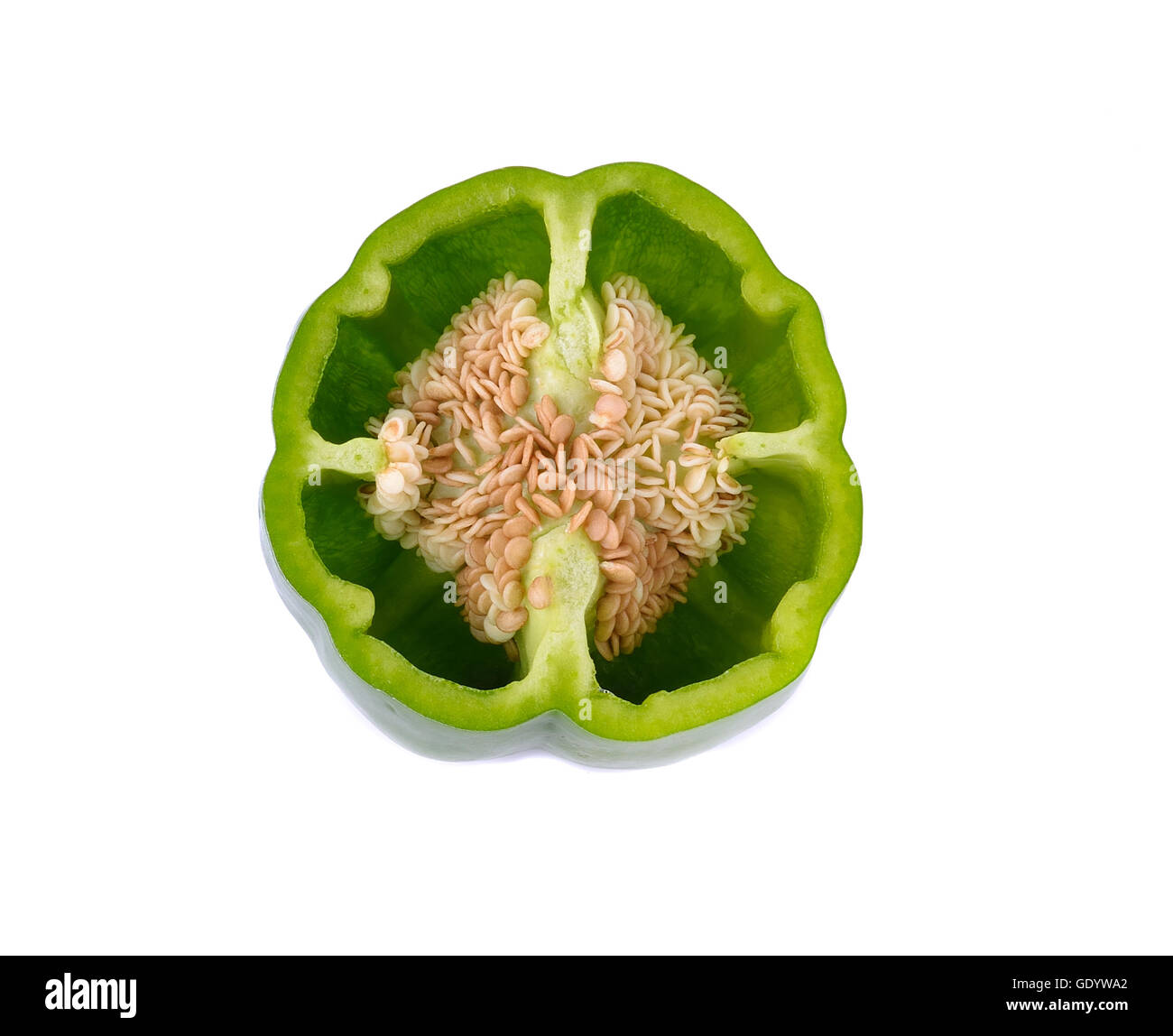Cross section of green pepper isolated on white Stock Photo - Alamy