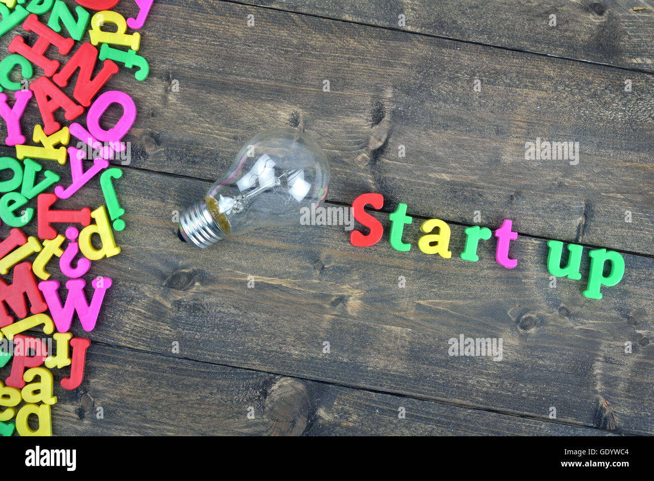 Start up word on wooden table Stock Photo - Alamy