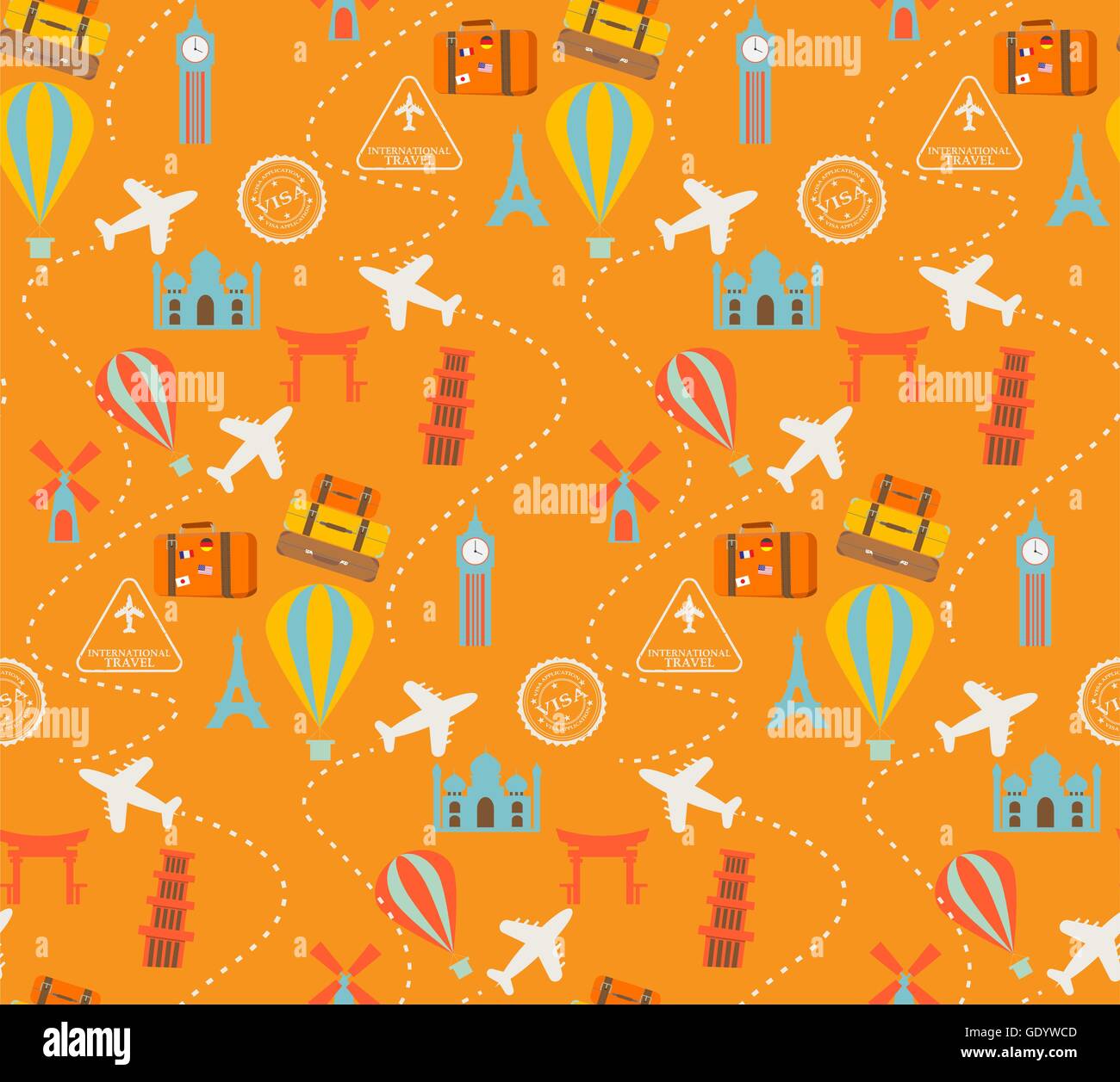 travel seamless pattern, Pattern Swatches, vector, Endless texture can ...