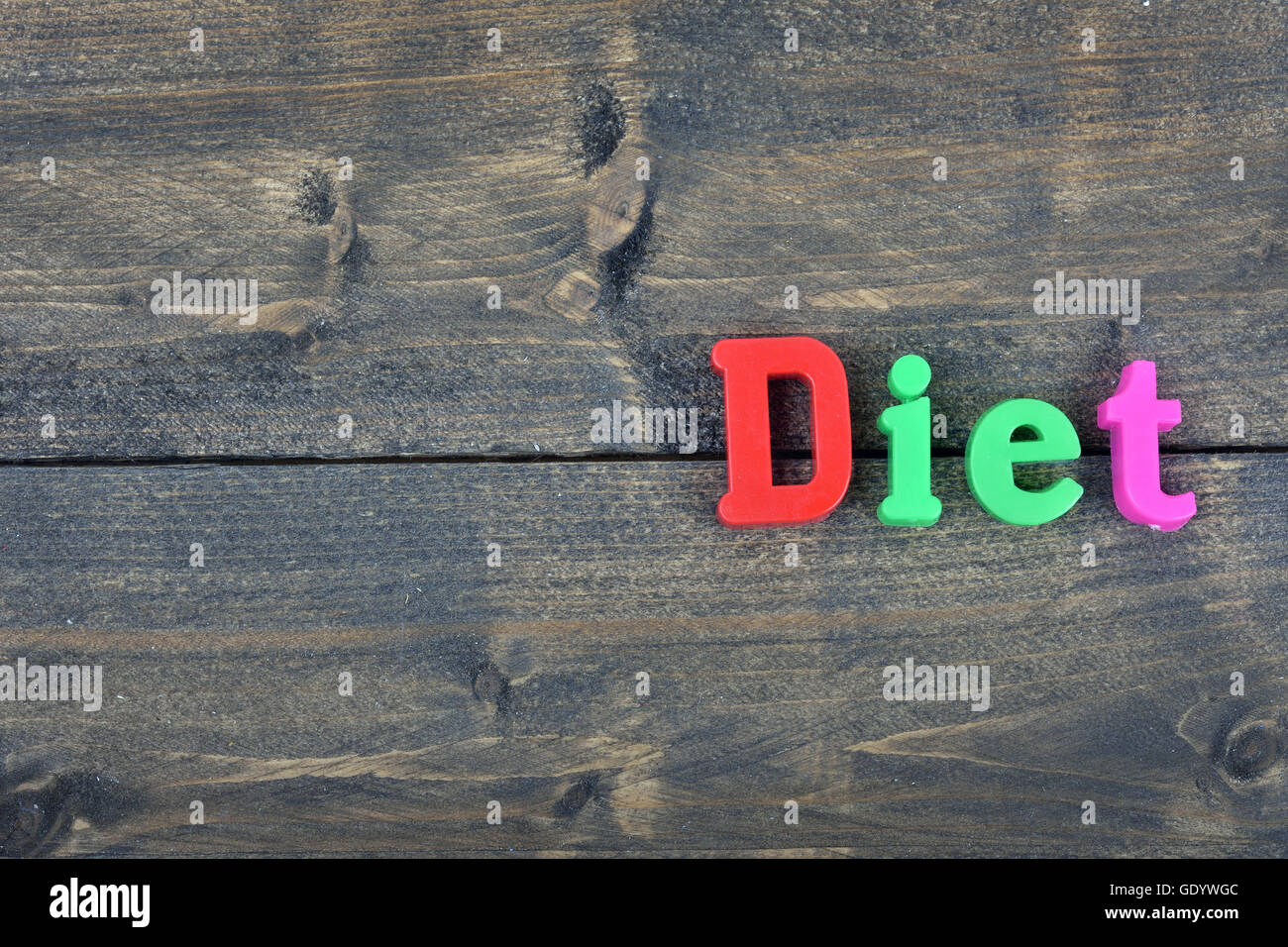 Diet word on wooden table Stock Photo - Alamy