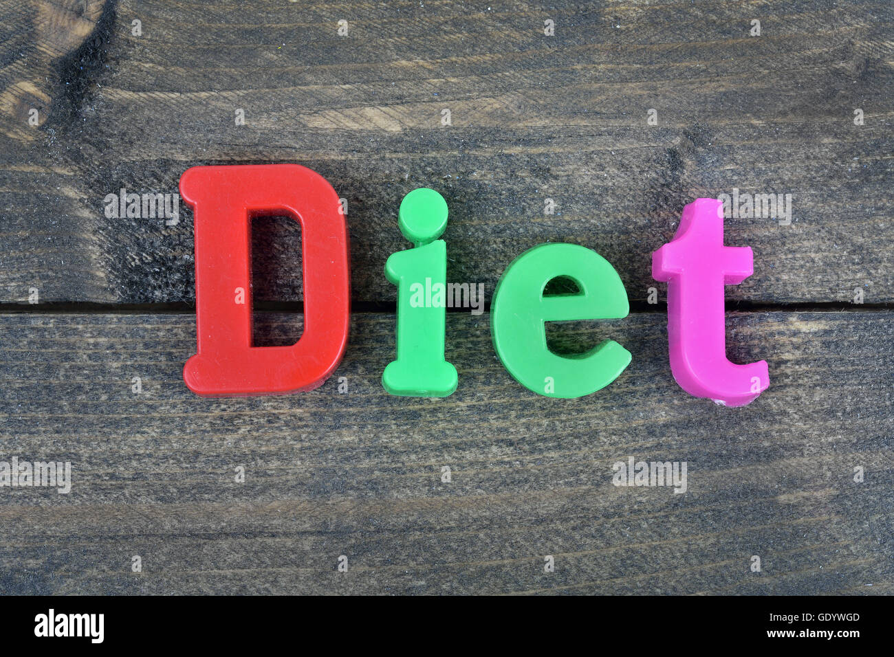 Diet word on wooden table Stock Photo - Alamy
