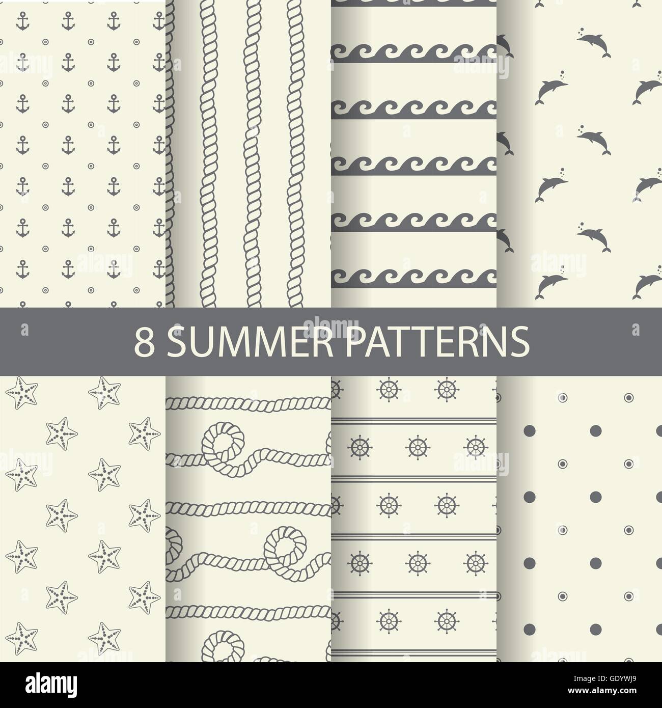 8 different summer patterns, Swatches, vector, Endless texture can be ...
