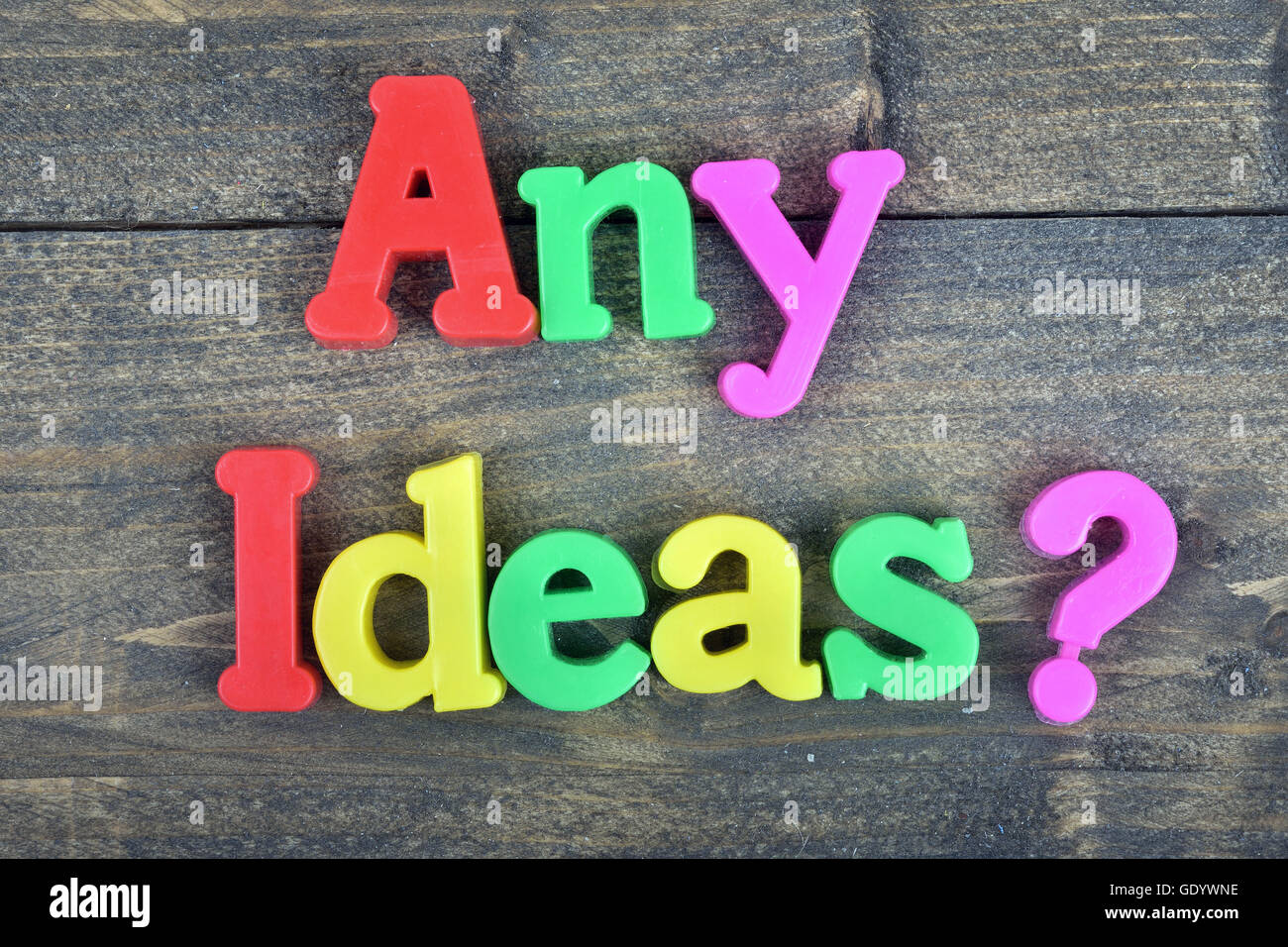 Ideas question on wooden hi-res stock photography and images - Alamy
