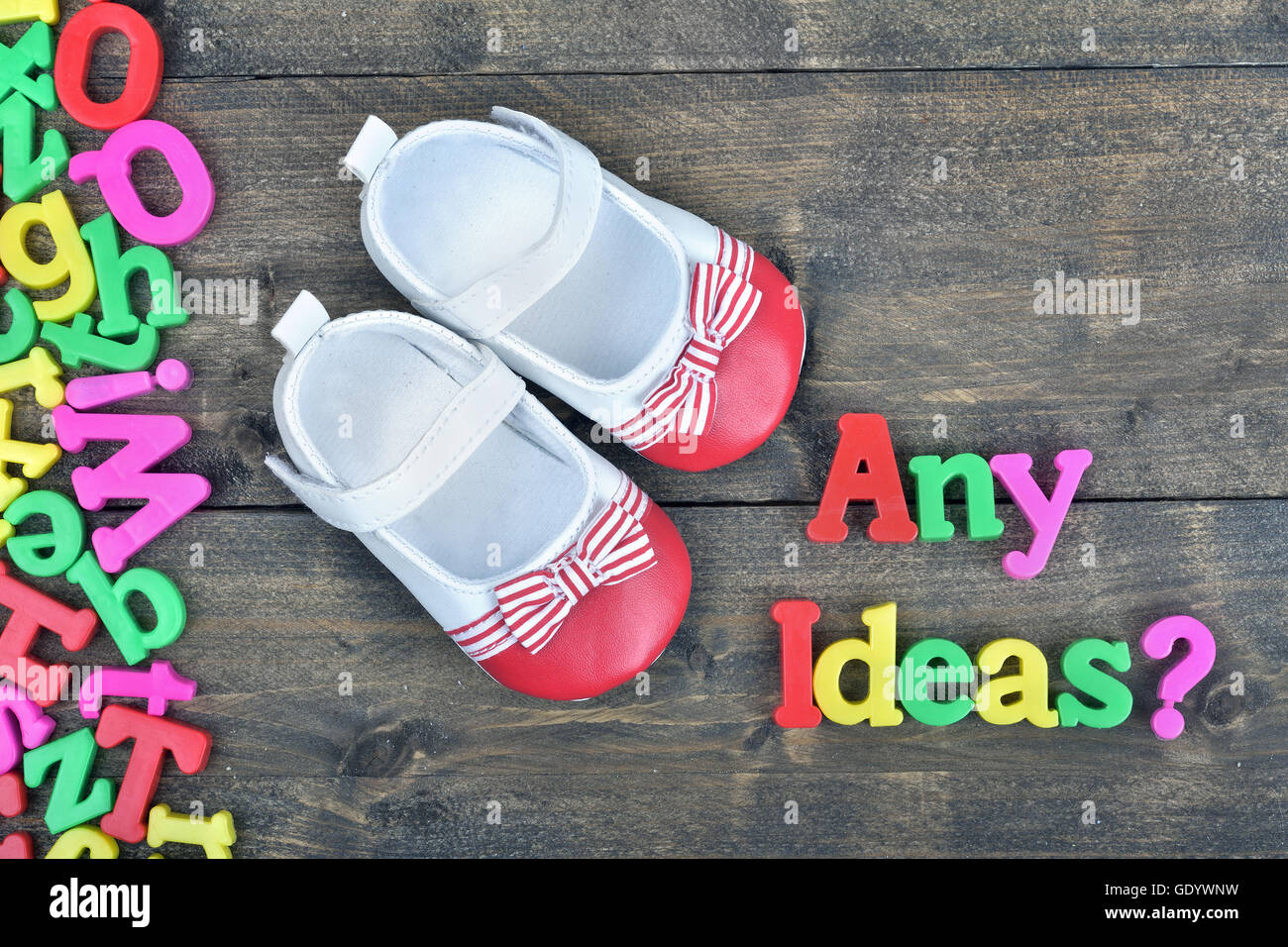 Any ideas ? question on wooden table Stock Photo - Alamy