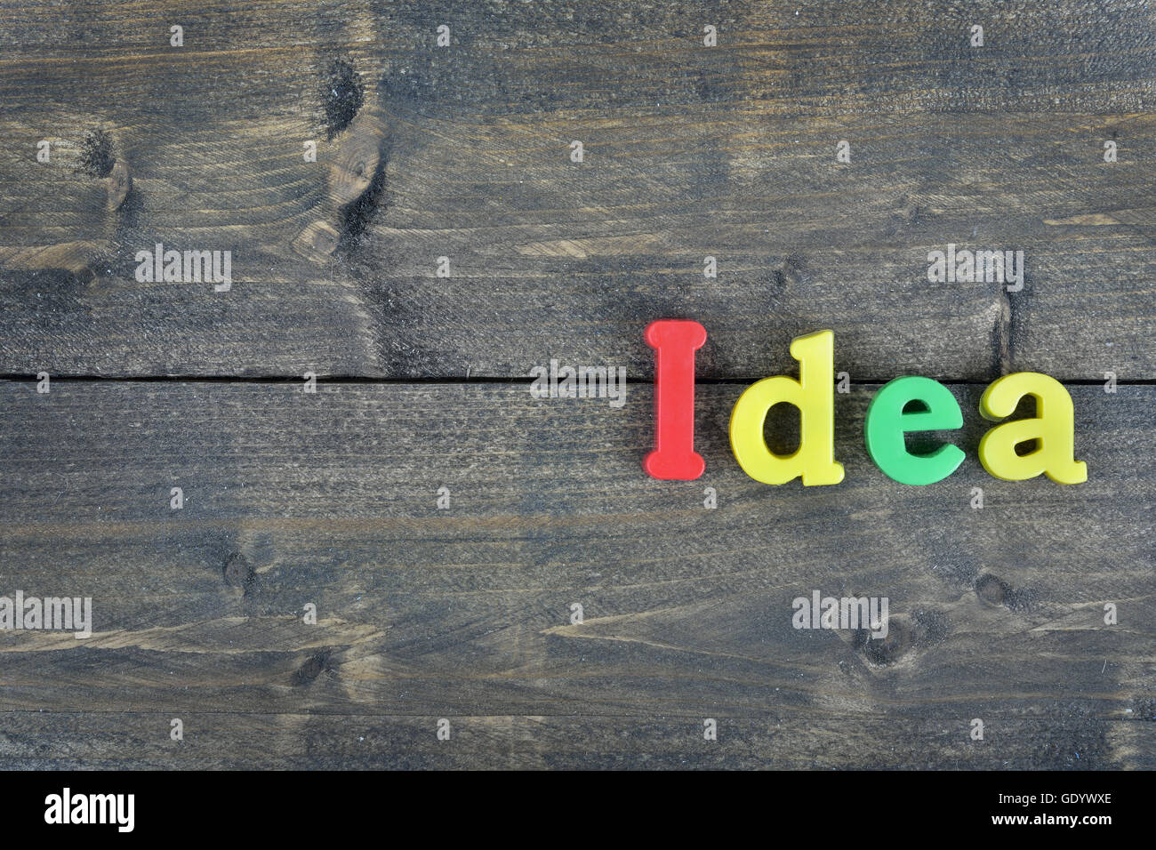 Idea word on wooden table Stock Photo - Alamy