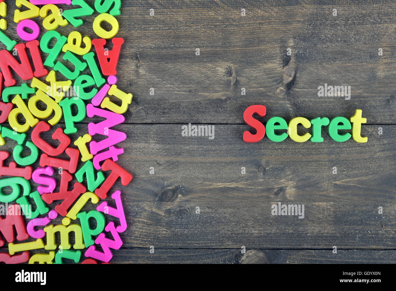 Secret word on wooden table Stock Photo - Alamy
