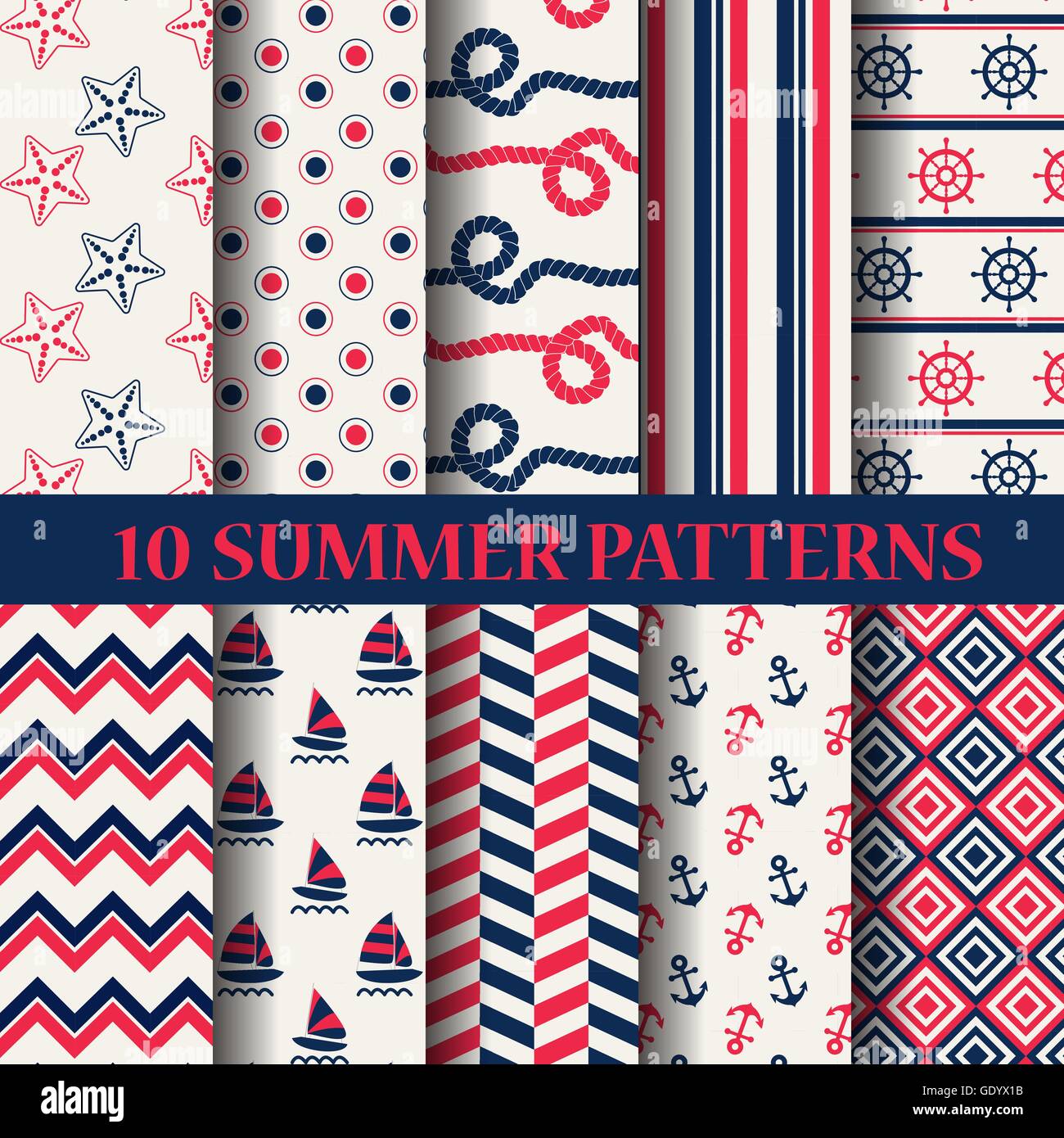 10 different summer patterns, Swatches, vector, Endless texture can be ...