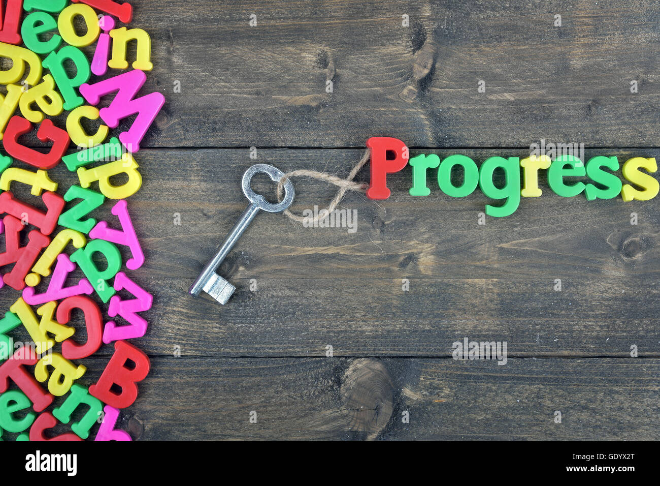 Progress word on wooden table Stock Photo - Alamy