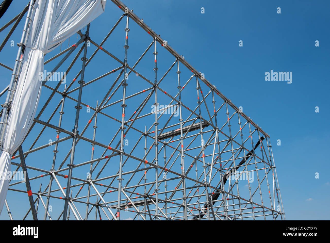 scaffolding for open air theatre against blue sky Stock Photo - Alamy