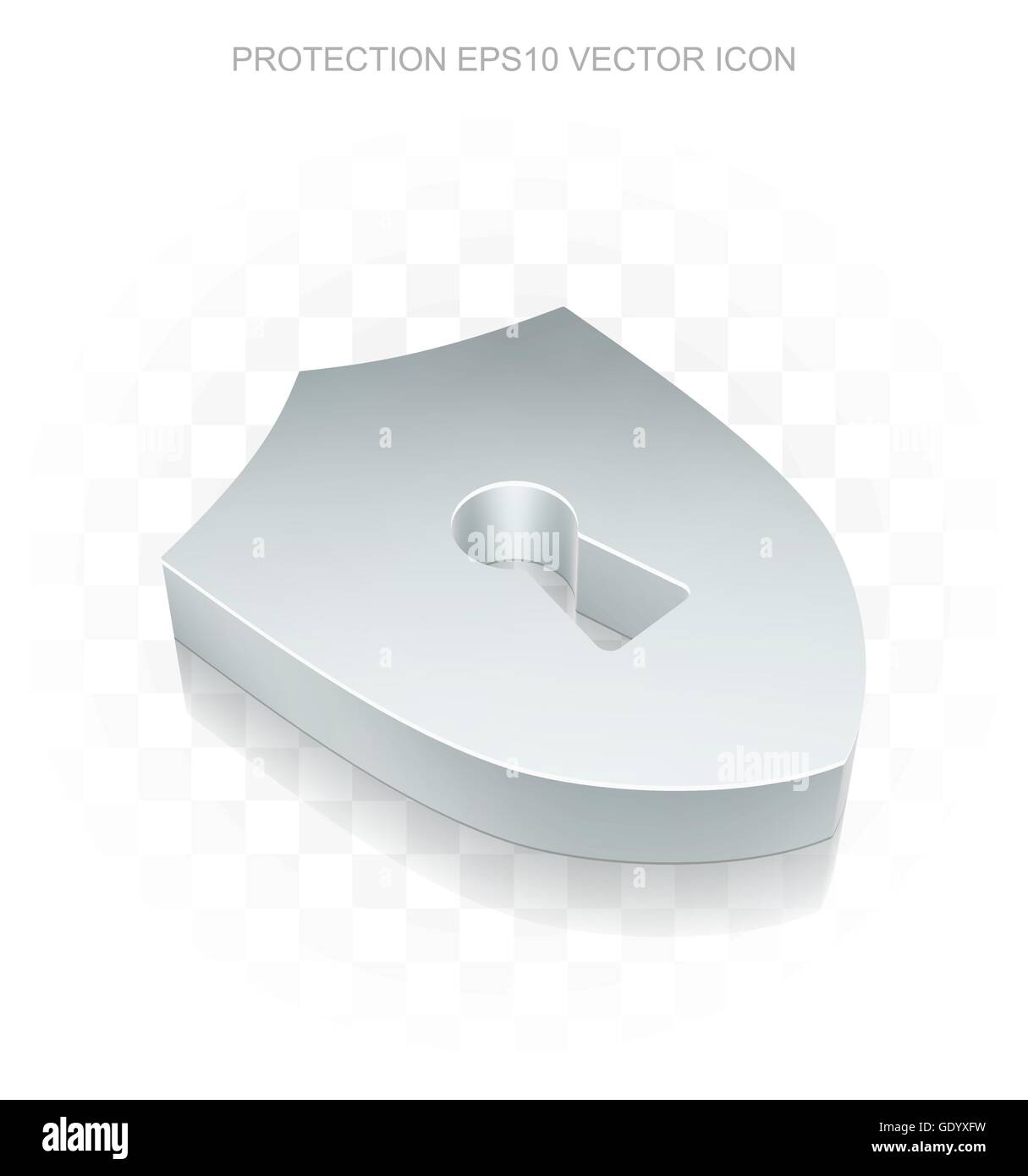 Privacy icon: Flat metallic 3d Shield With Keyhole, transparent shadow ...